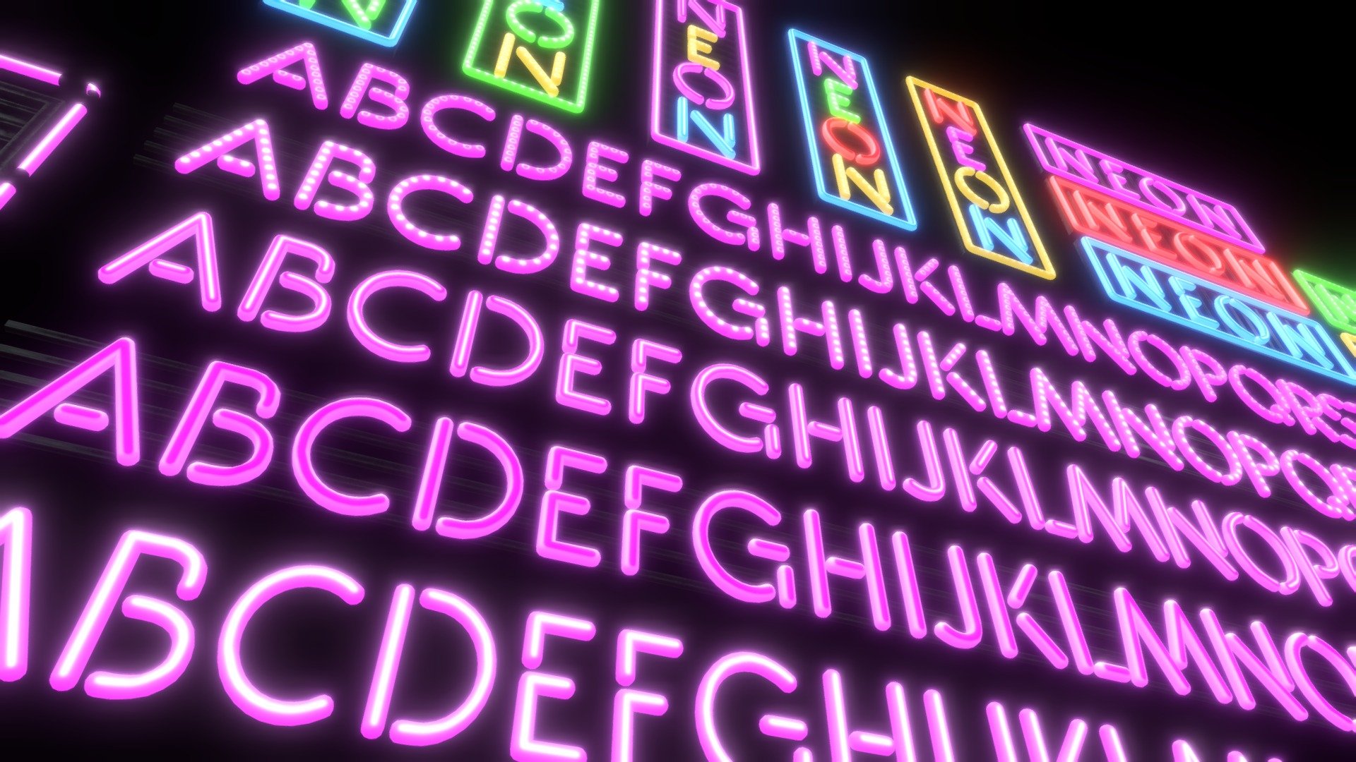 Neon Alphabet, Numbers, Sign profiles - Buy Royalty Free 3D model by ...