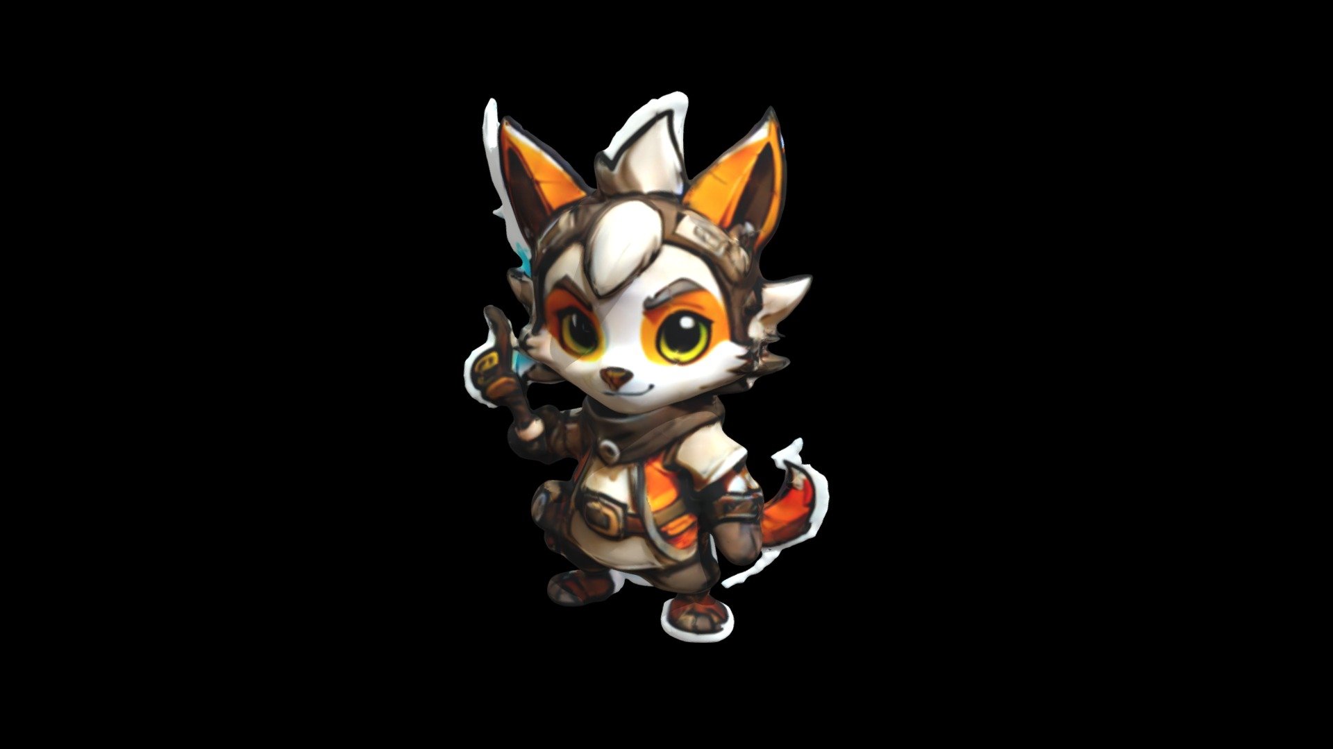 a cartoon illustration of a fox holding a pip - Download Free 3D model ...