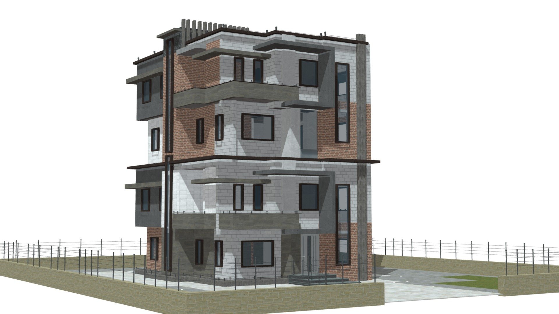 modern apartment house home building - Download Free 3D model by ...