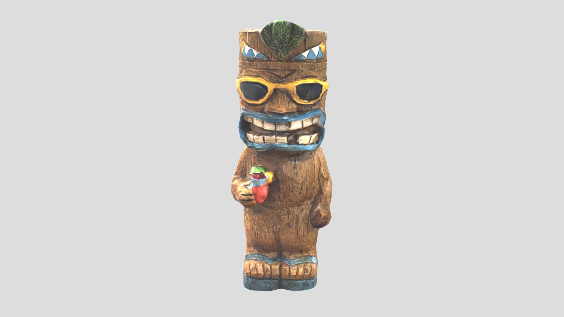 Tiki Wearing Sunglasses Holding Drink - Download Free 3D model by David ...