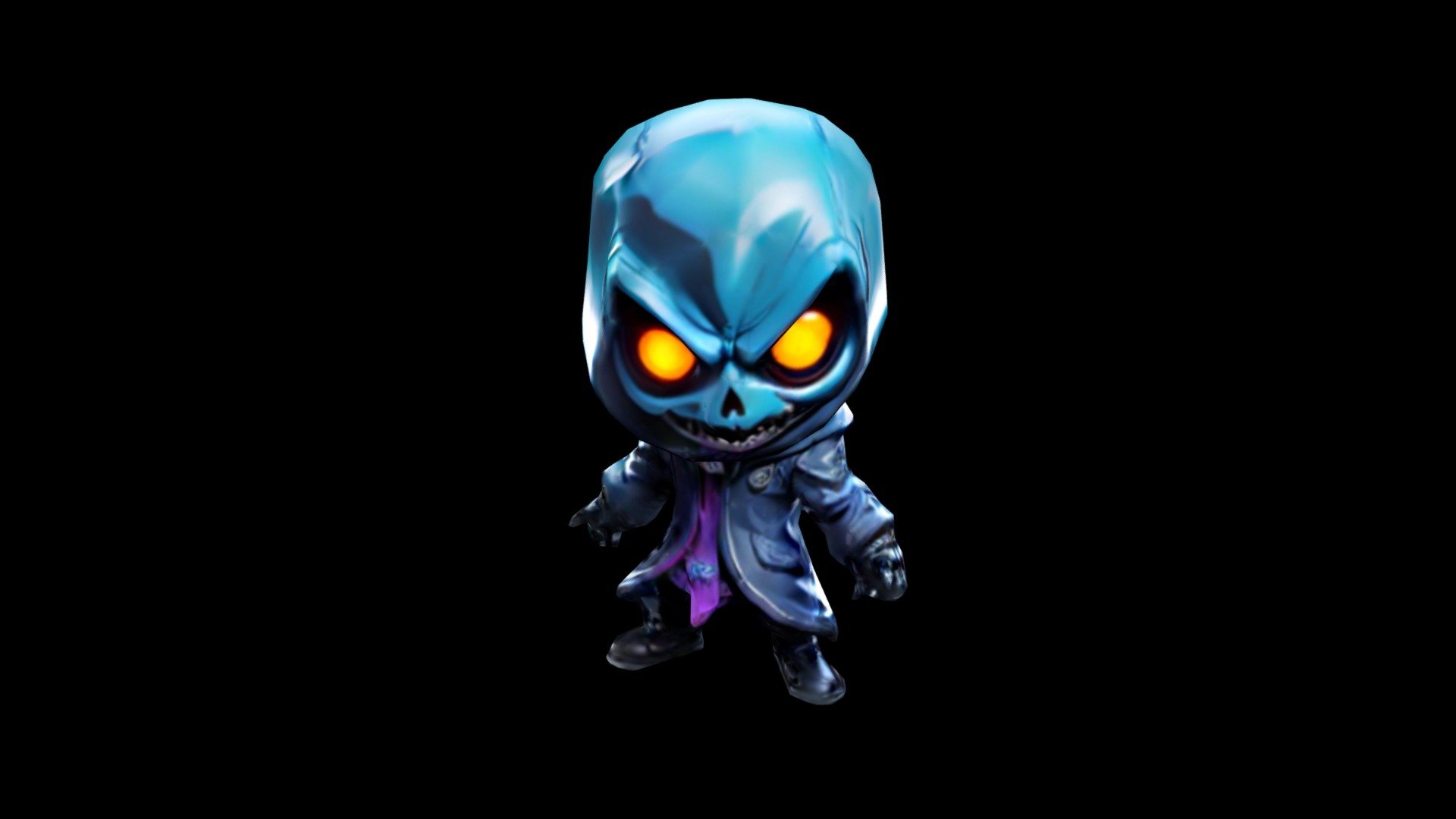 A video game character with a blue skull face an - Download Free 3D ...