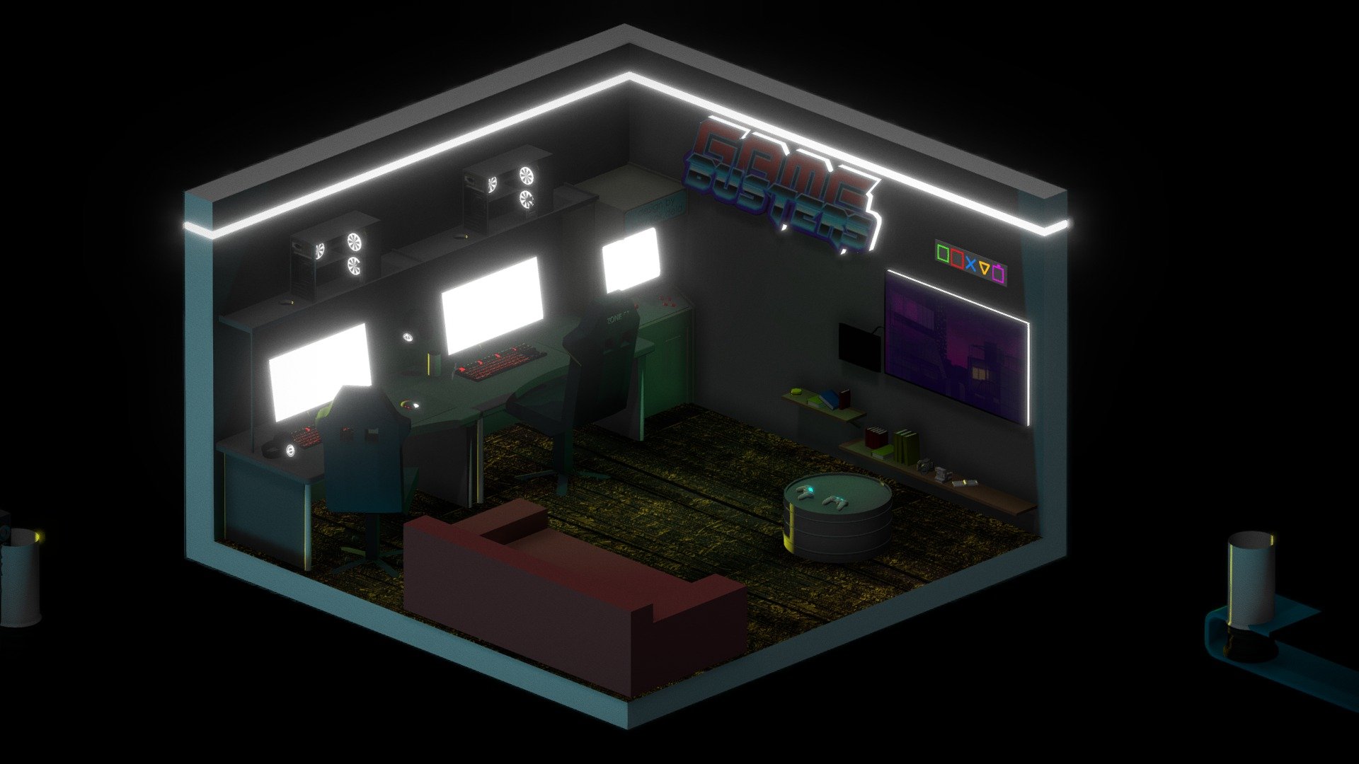 Isometric Room - Download Free 3D model by adelpernt [e3959a3] - Sketchfab
