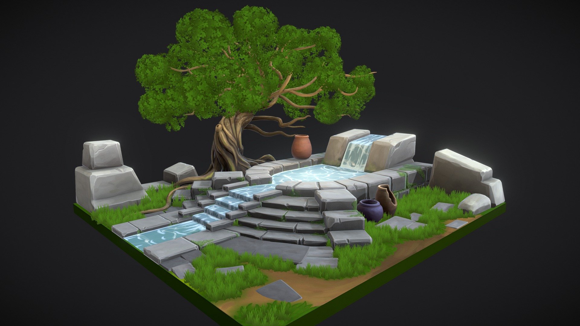 Stylized pool diorama - 3D model by Enkarra [e395f7d] - Sketchfab