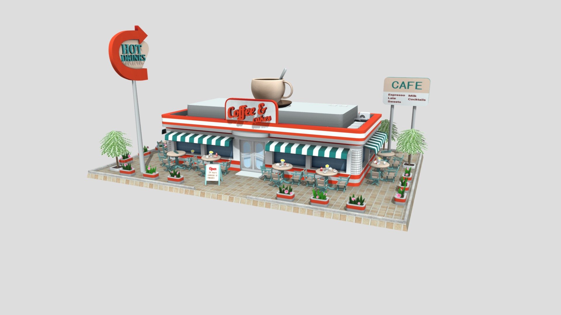 Cafe - 3D model by alesya3d [e3a4967] - Sketchfab
