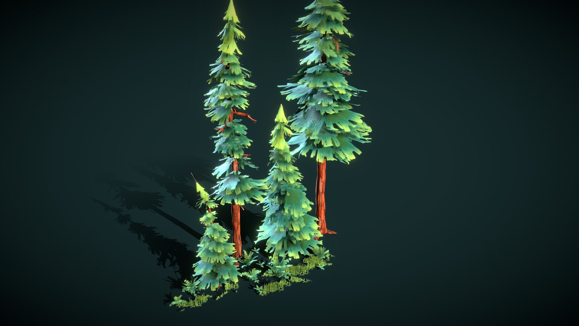 Stylized Pine Tree Forest and vegetation Kit - Buy Royalty Free 3D ...