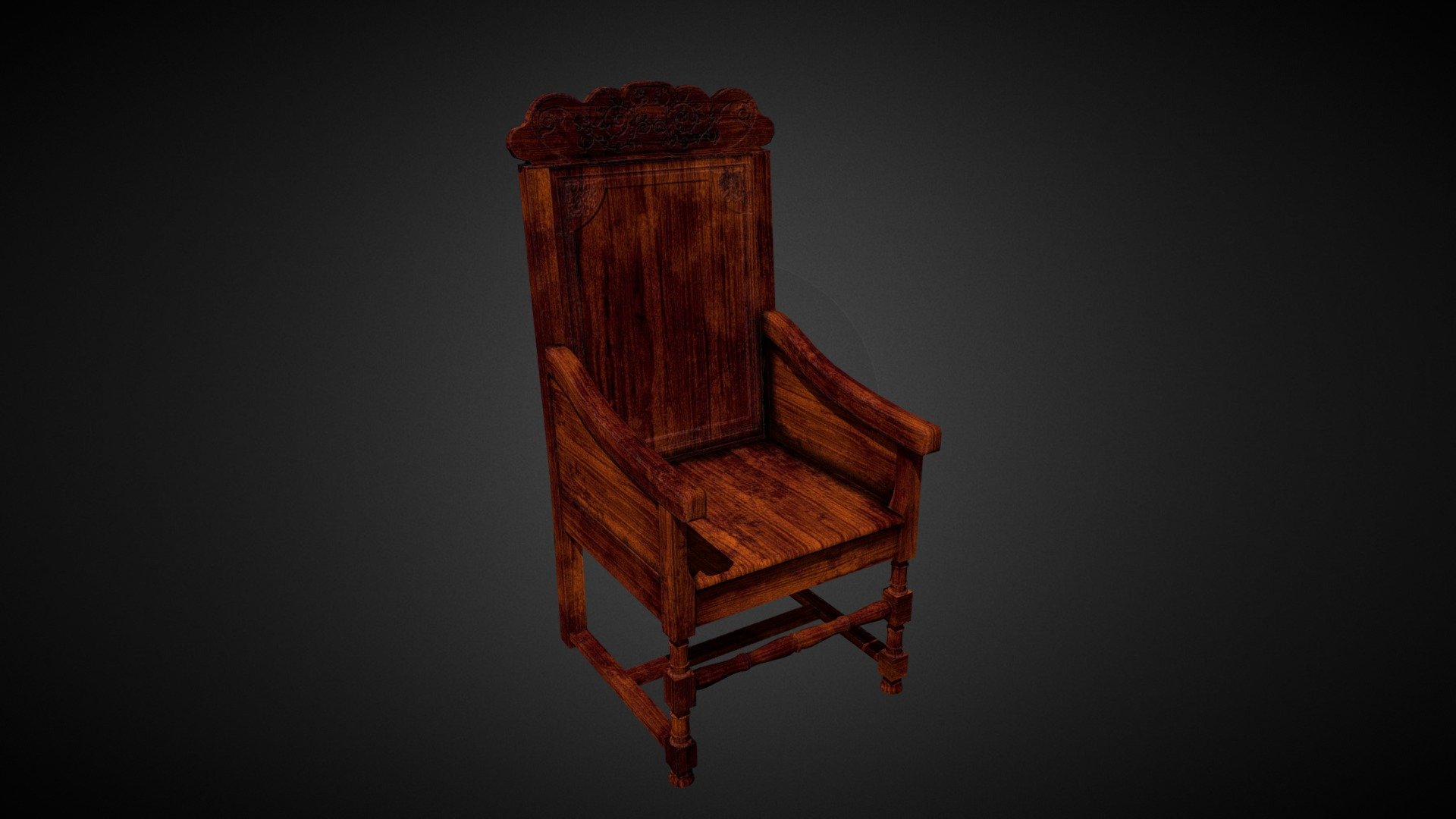 Highback Wooden Chair - 3D model by MikeLuxton [e3a8dc6] - Sketchfab