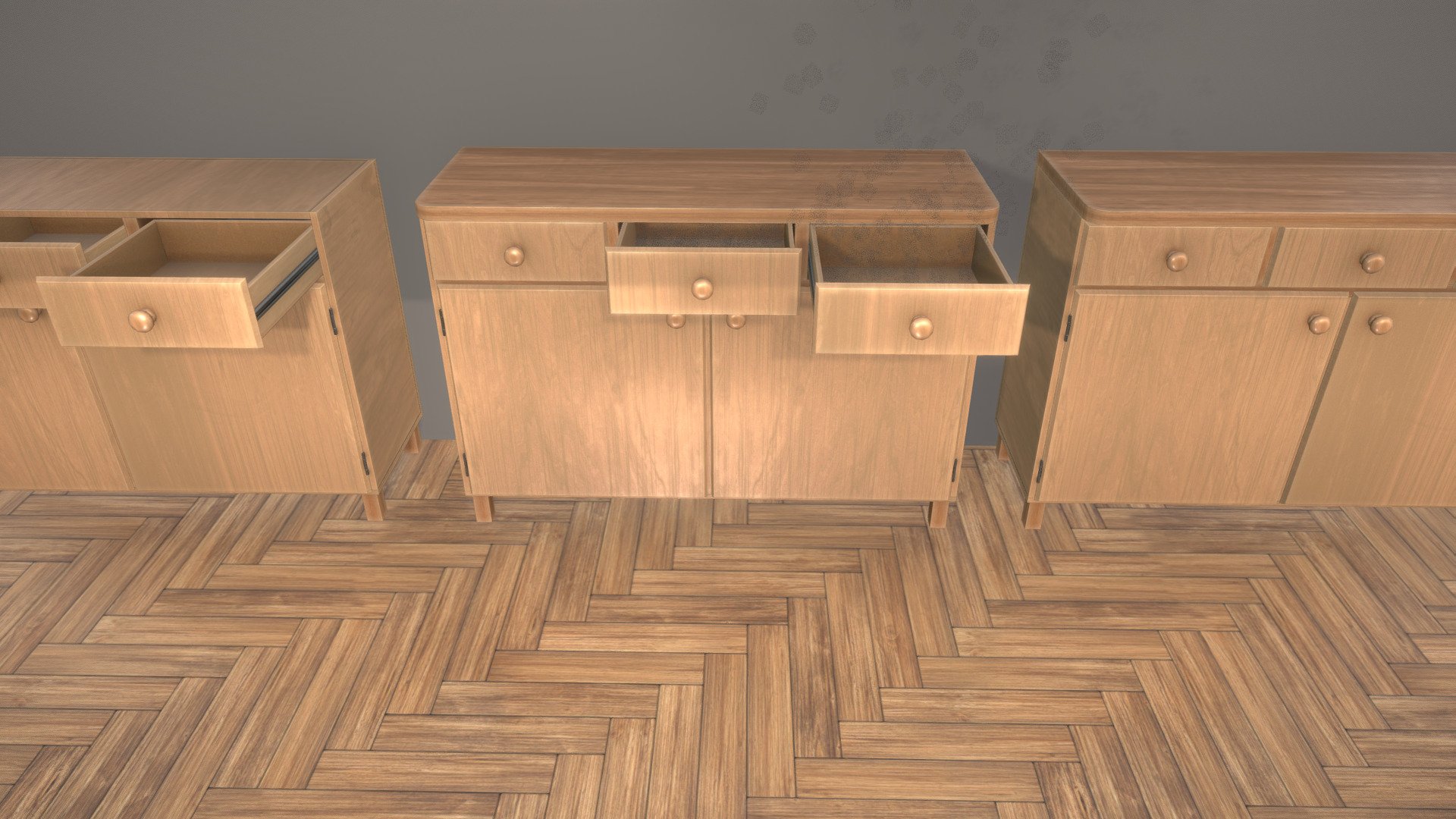 Wooden Living Room Cabinet (Low-Poly) - Buy Royalty Free 3D model by ...