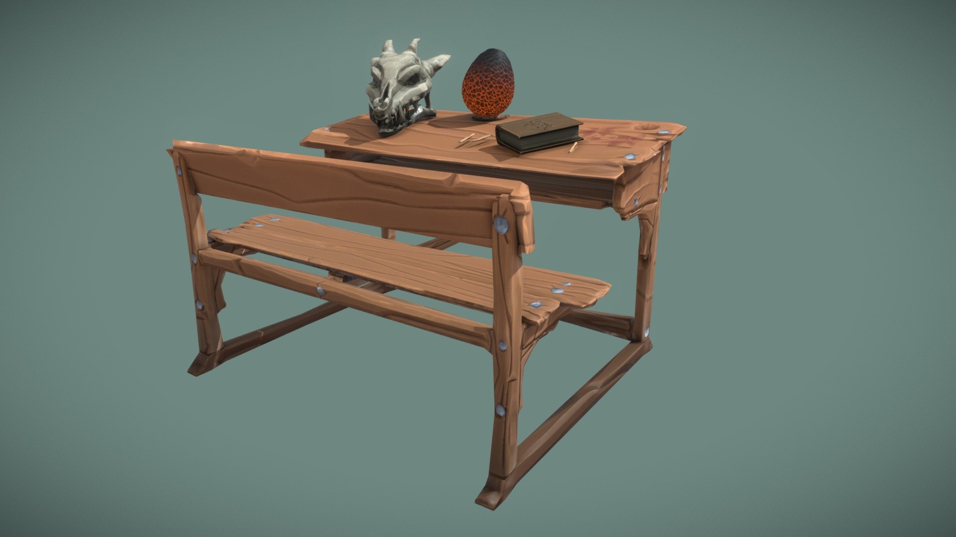 Stylised student desk - 3D model by Nicolas_Lamoureux [e3ae210] - Sketchfab