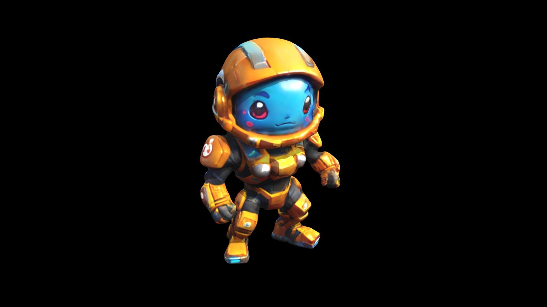 a cartoon character with a blue face and orange - Download Free 3D ...