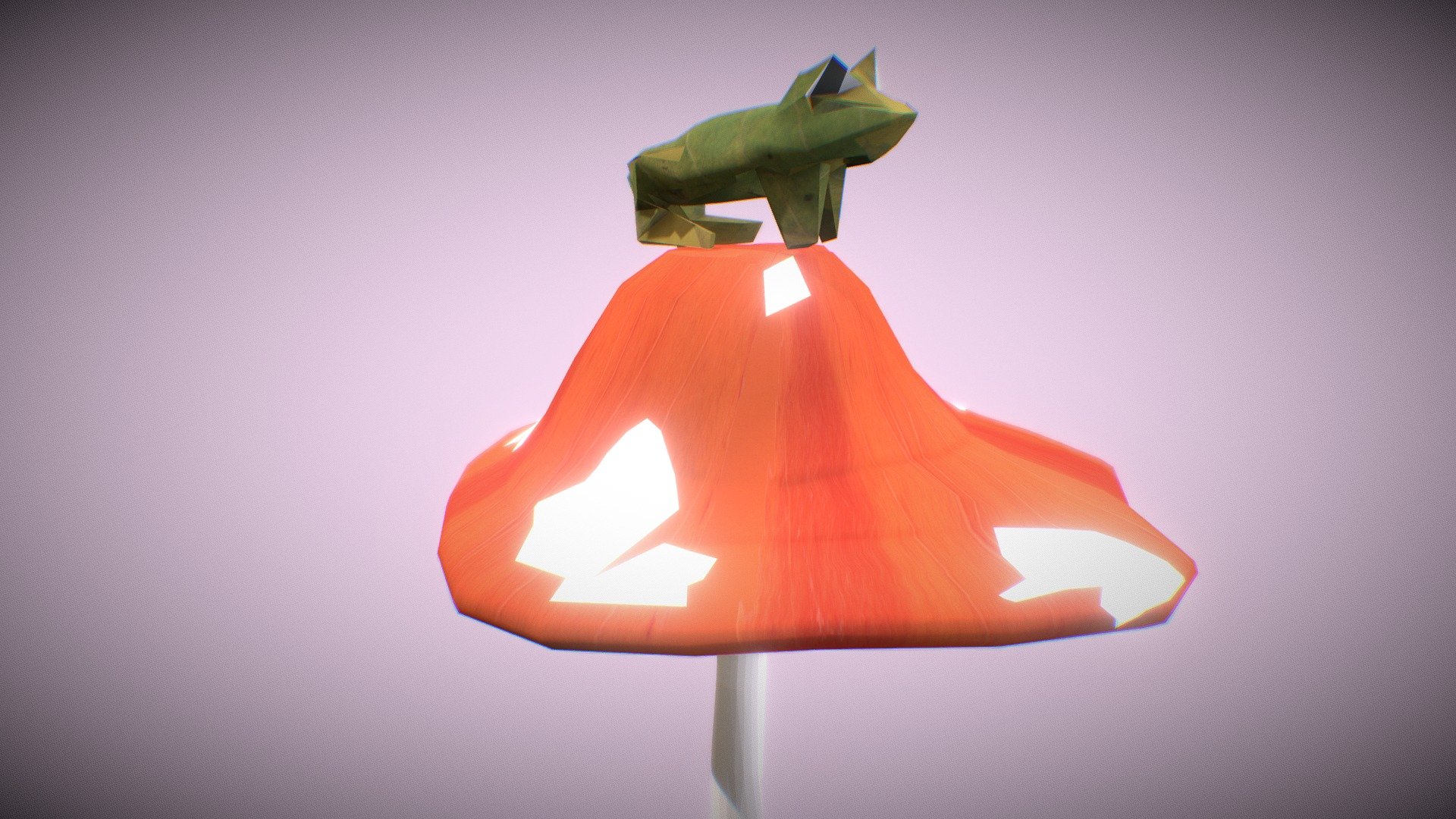 Low Poly Frog sitting on Low Poly Mushroom - Download Free 3D model by ...
