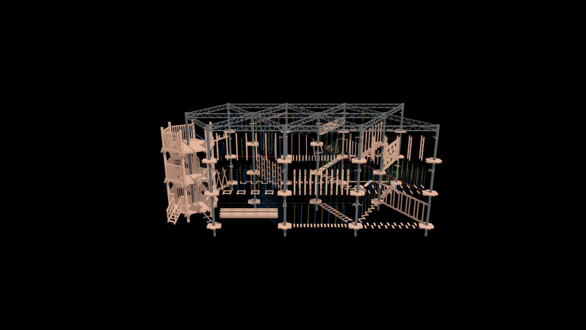 Rope park on piers 25х12m 6 tracks - 3D model by rope.park.ru [e3bdd37 ...