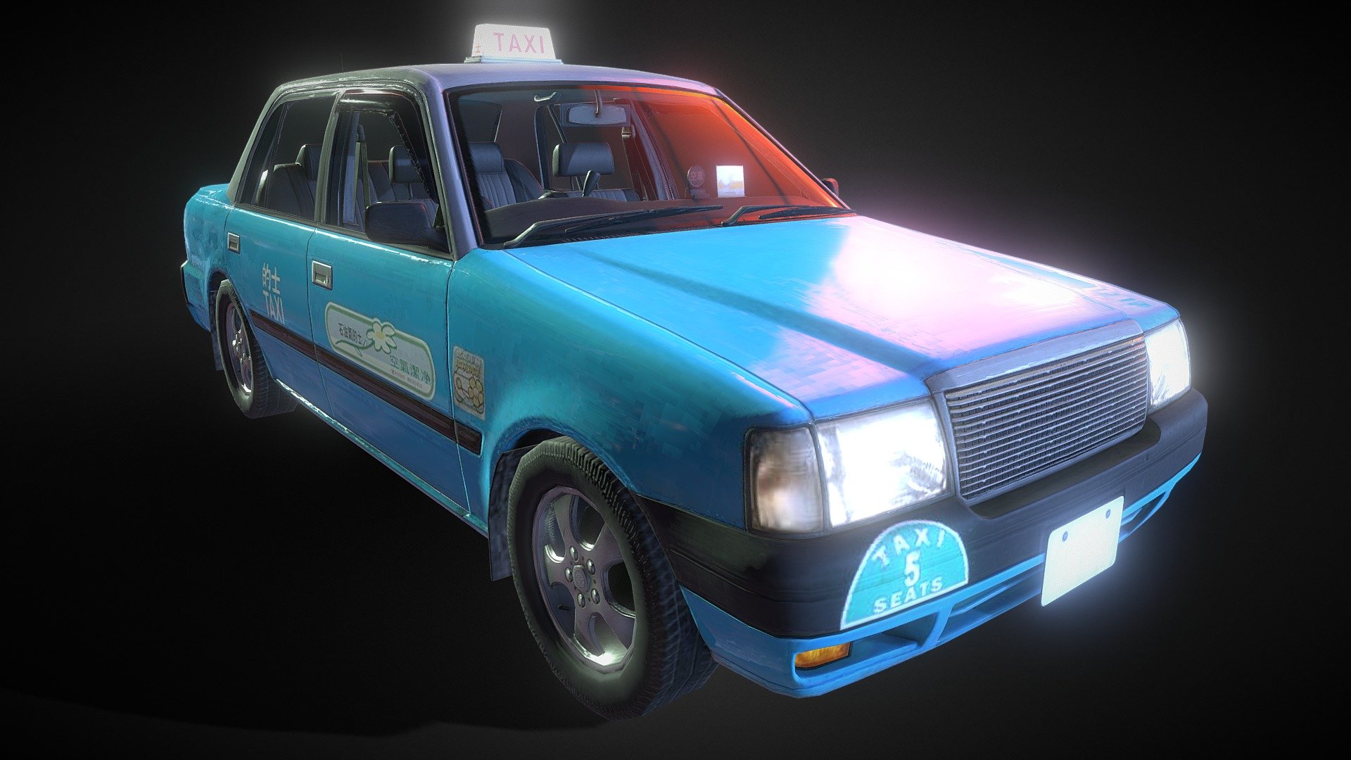 HK Taxi Blue - Buy Royalty Free 3D model by animod [e3cd684] - Sketchfab Store