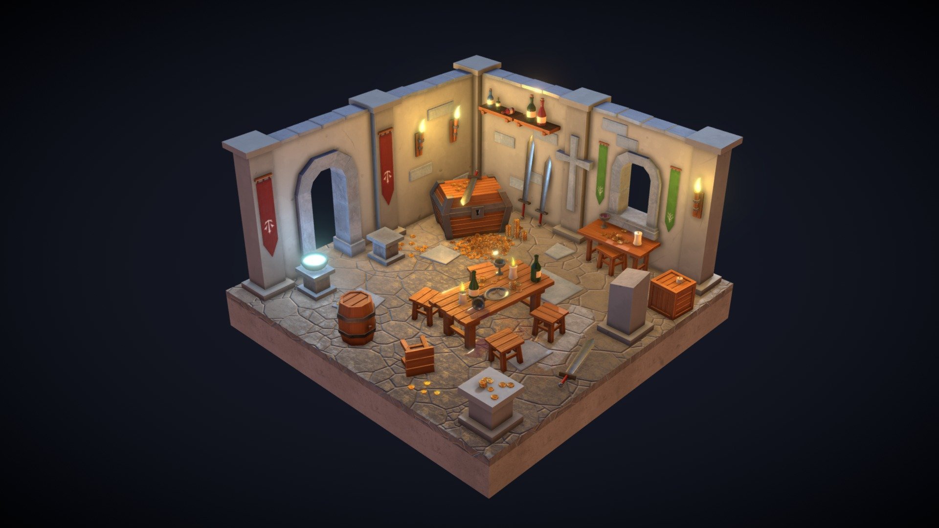 Stylized Medieval Castle Room - Download Free 3D model by SantyFrow ...