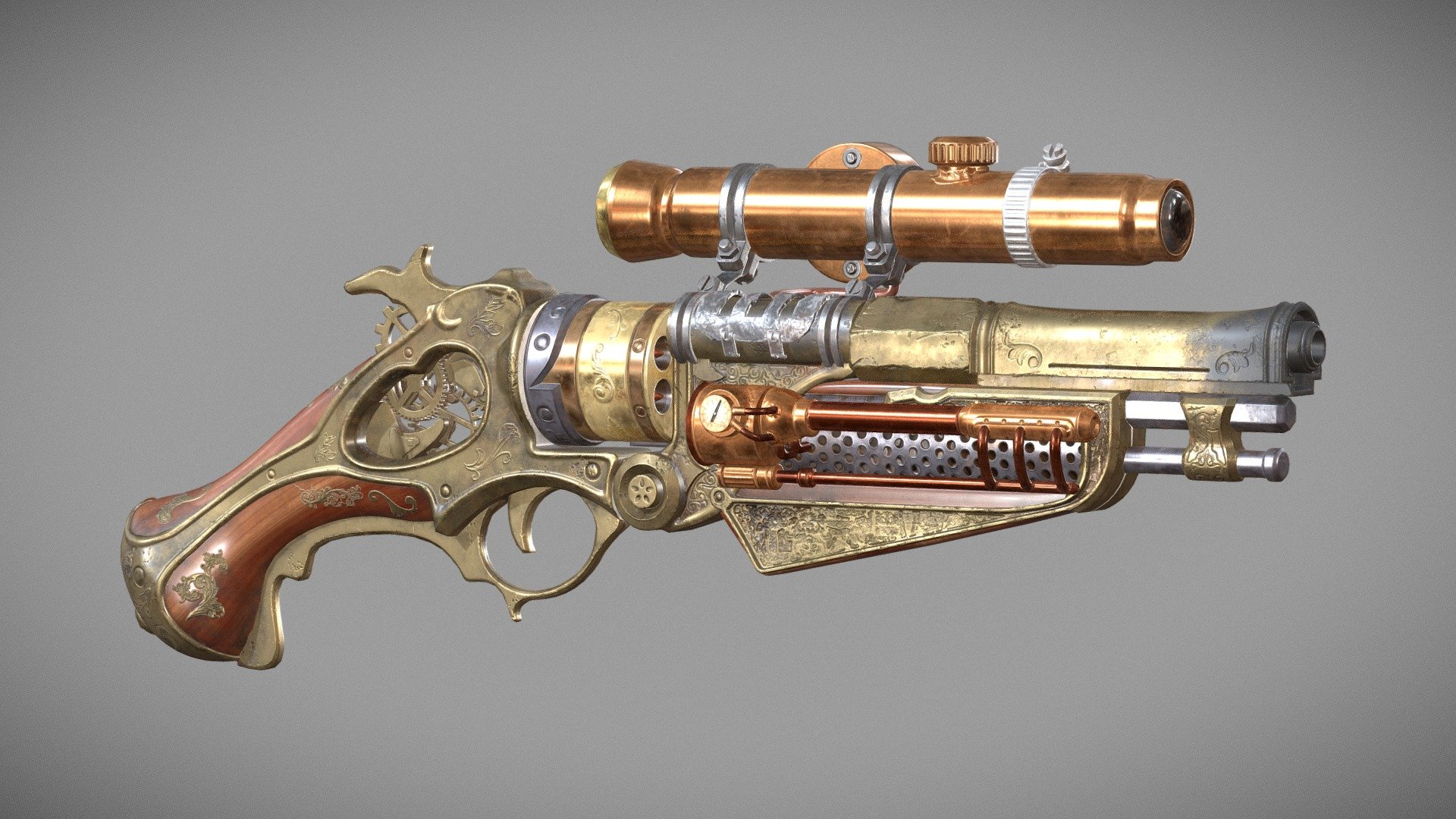 Steampunk Gun - 3D model by Alexander Shevchenko (@alexshevart ...