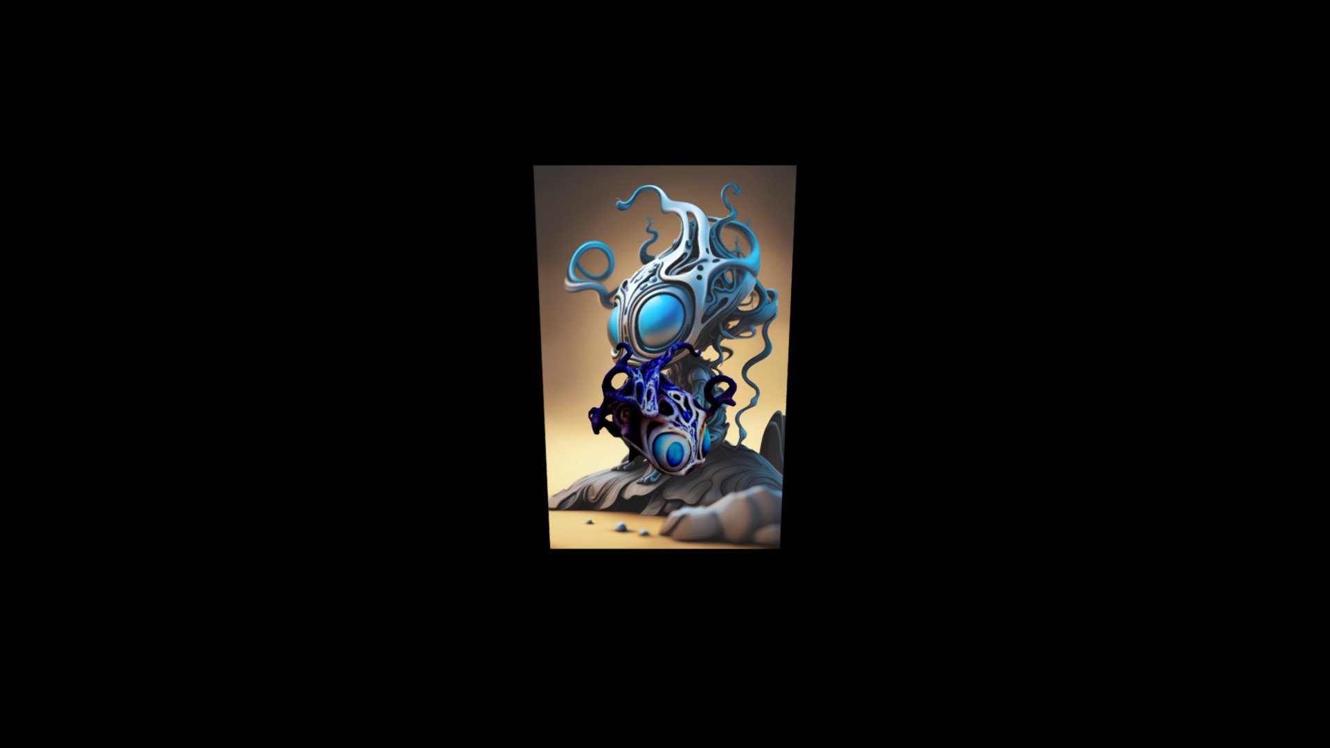 "Blue-eyed Alien Creature Sitting on Rock" An - Download Free 3D model ...