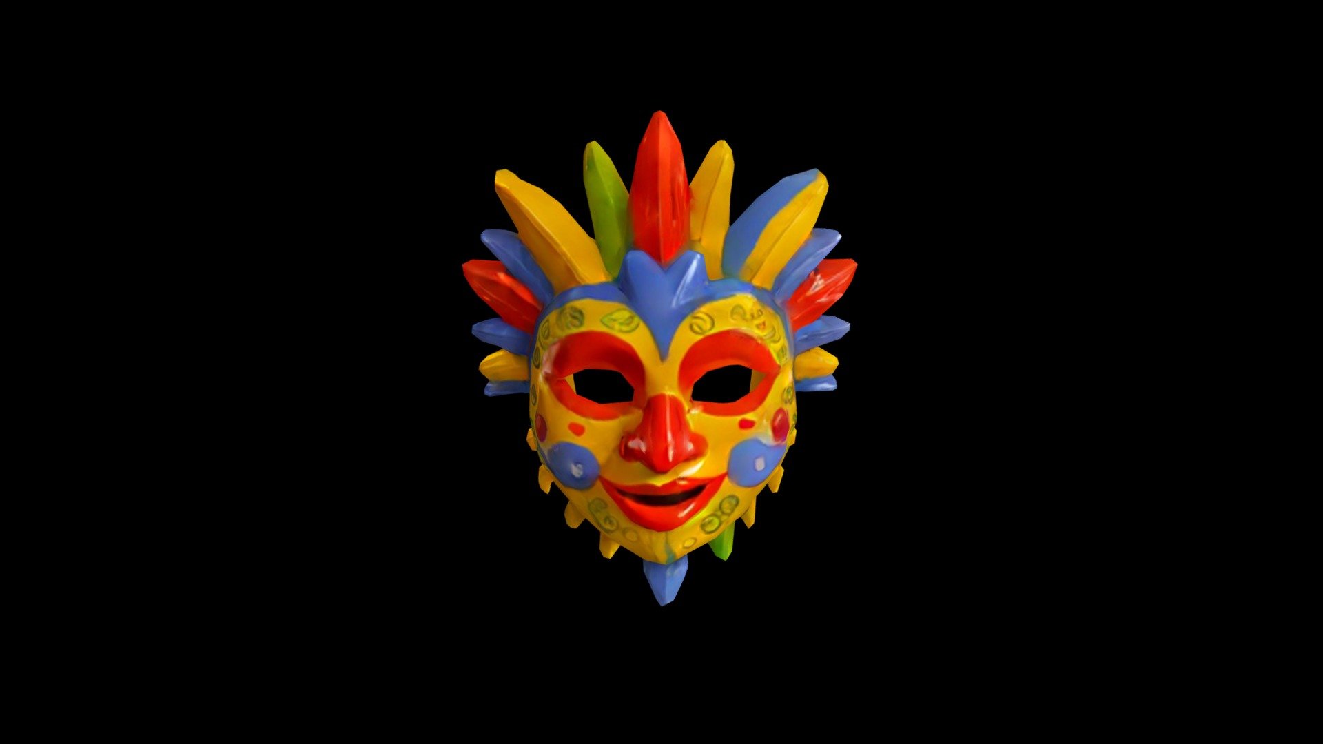 A colorful mask with red, blue, green, and yello - Download Free 3D ...