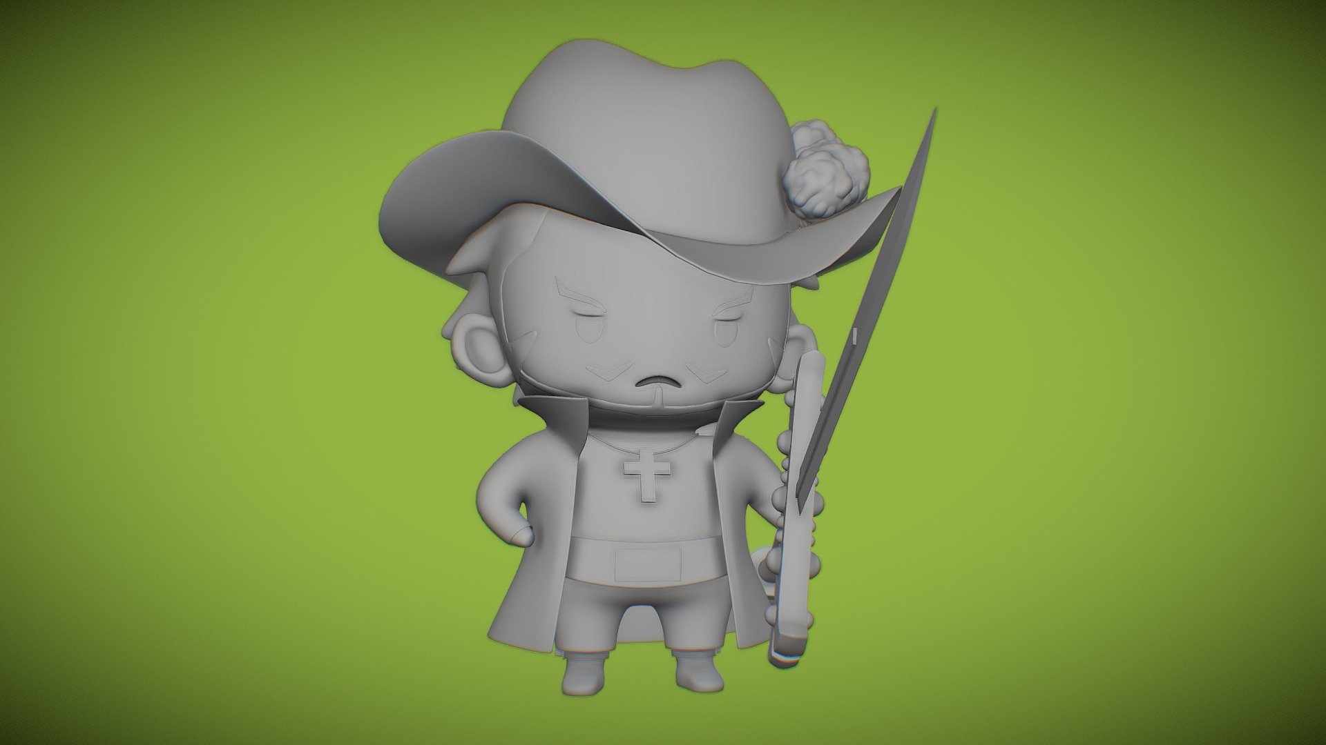 Dracule Mihawk Chibi - One Piece - Buy Royalty Free 3D model by DChacal ...