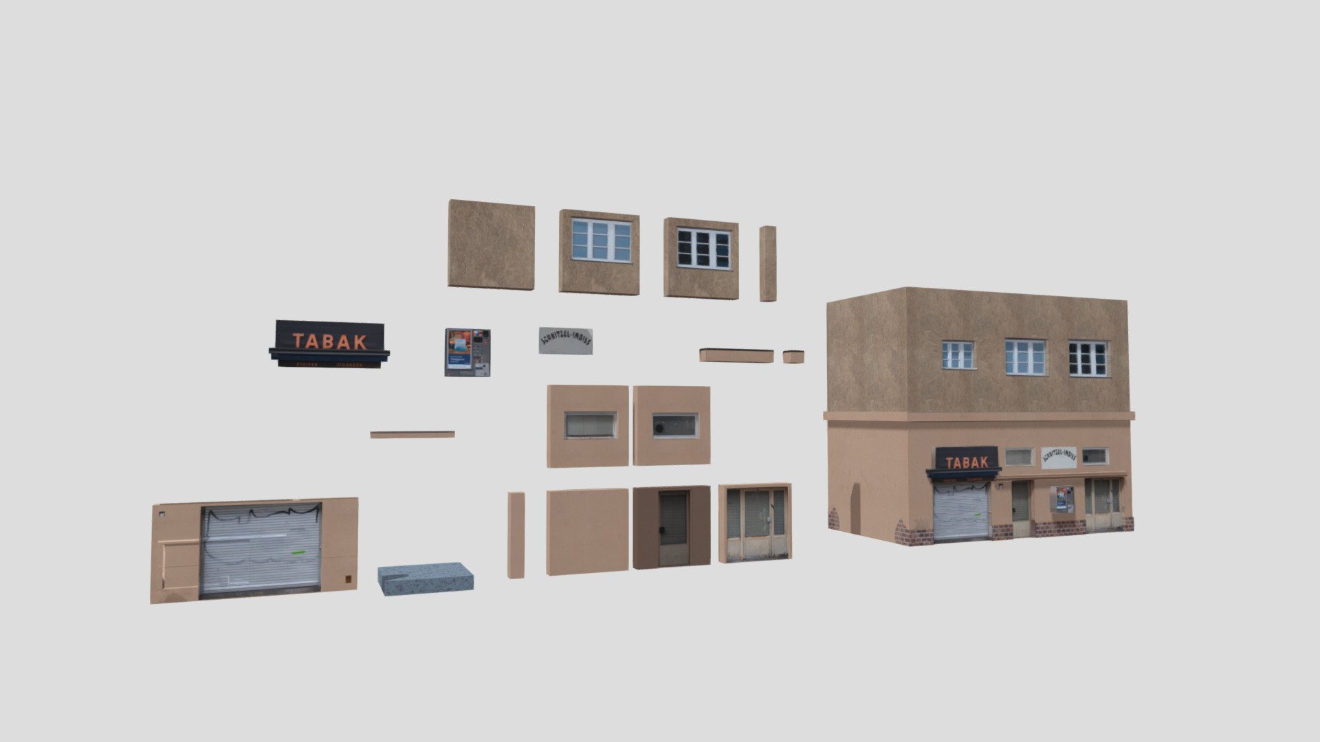 Tileset of a House with a shop and a restaurant - Download Free 3D ...