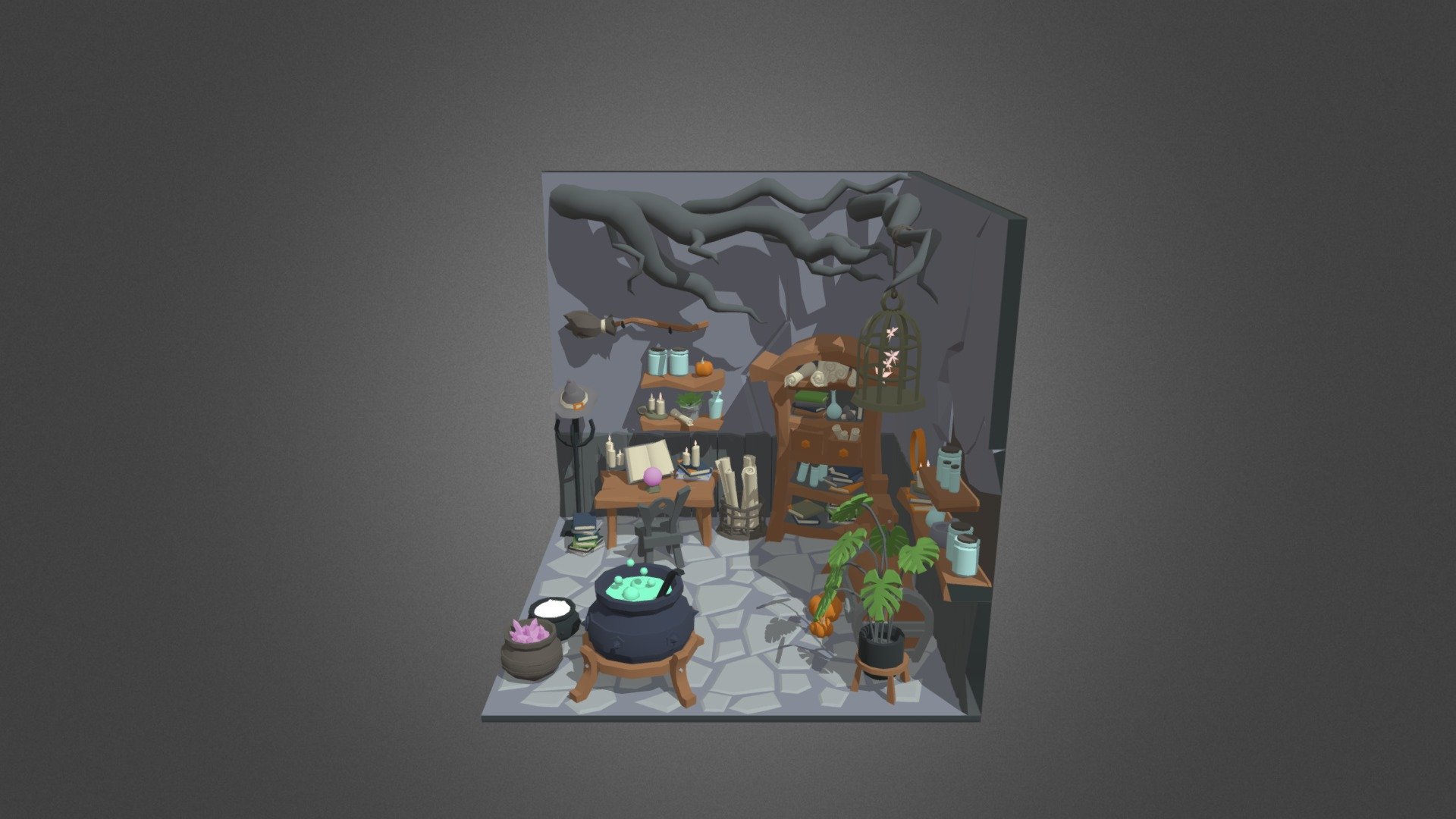 Stylized 3D Witch's Potion Room Diorama - Download Free 3D model by ...