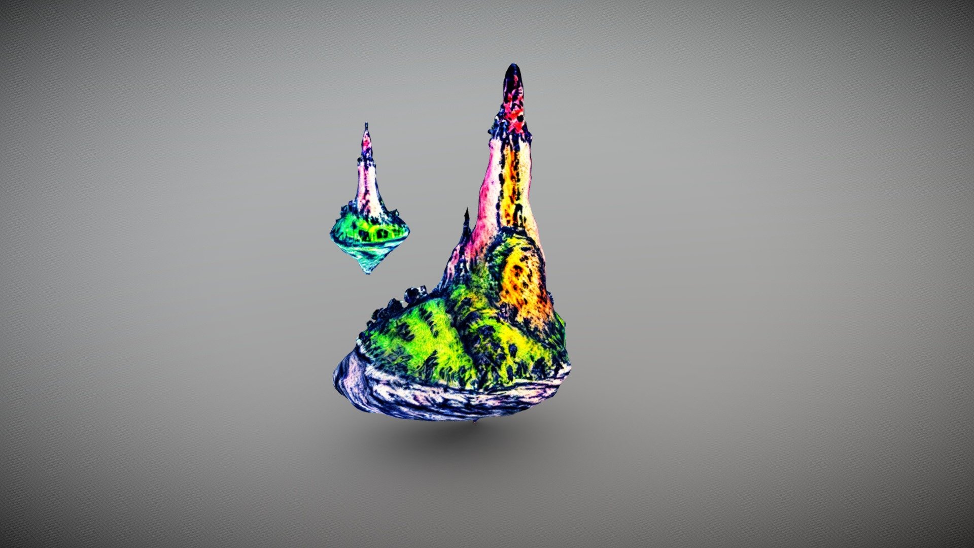 Floating Islands - AI generated from a drwaing - 3D model by ...