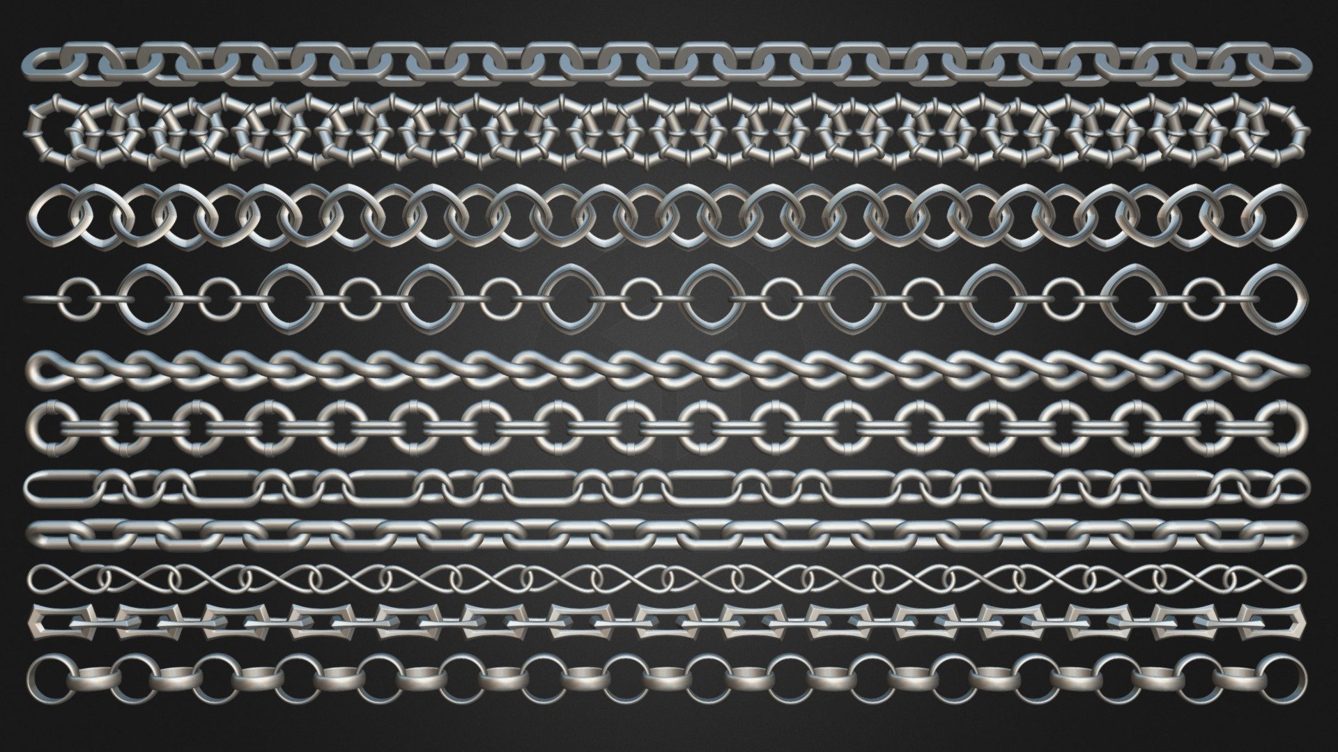 30 IMM Curved Chain Brushes for ZBrush Volume 02 - Buy Royalty Free 3D ...