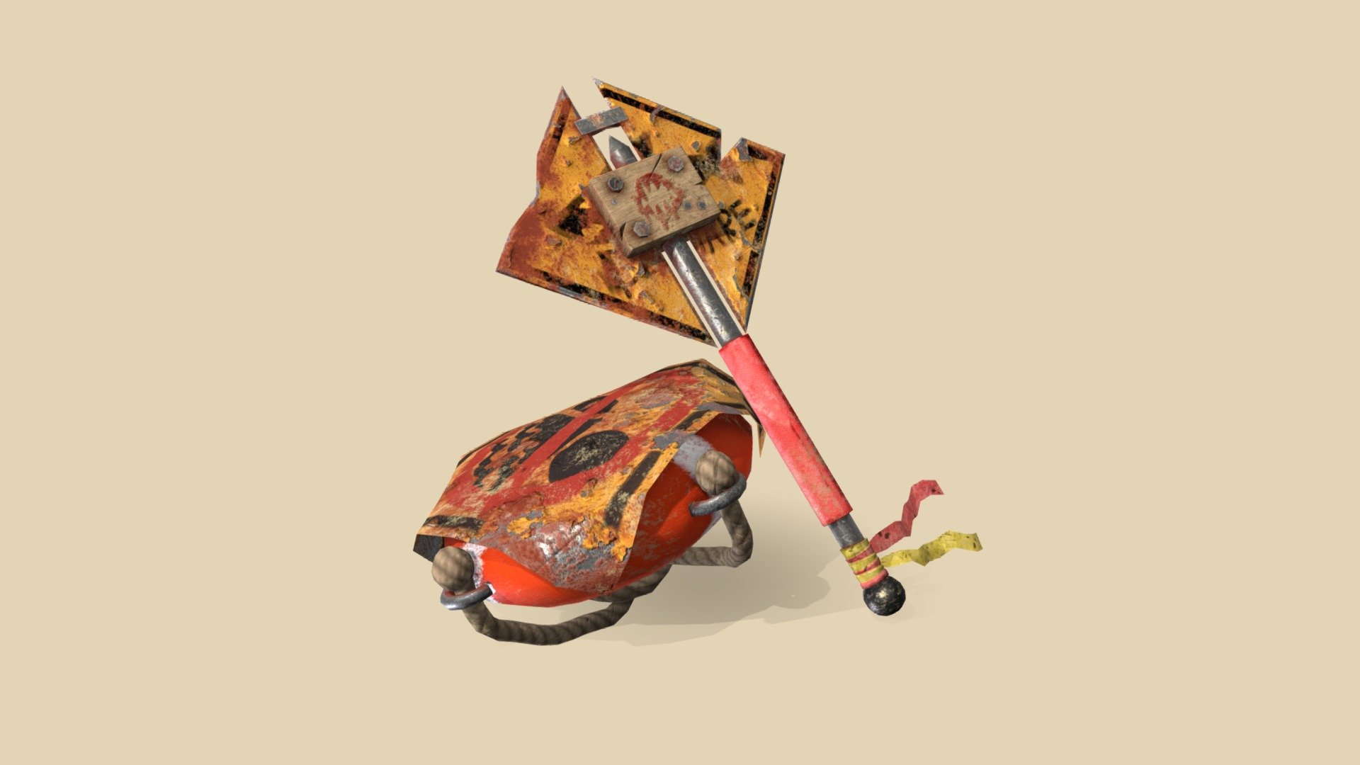 Beach Scrapper Axe & Shield - 3D model by MDrum53 [e48b59f] - Sketchfab