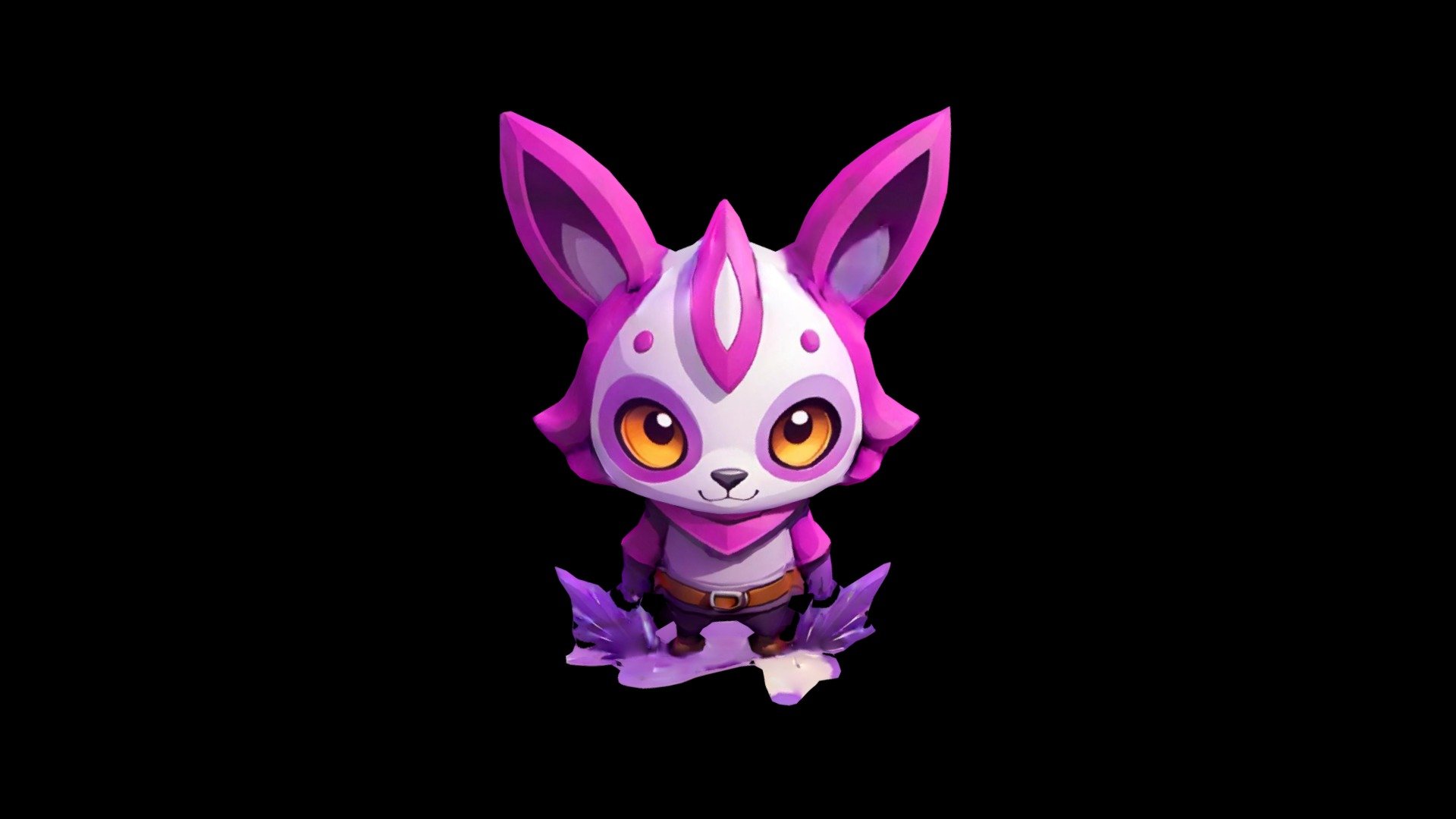 A cute rabbit character with fangs and a brown b - Download Free 3D ...