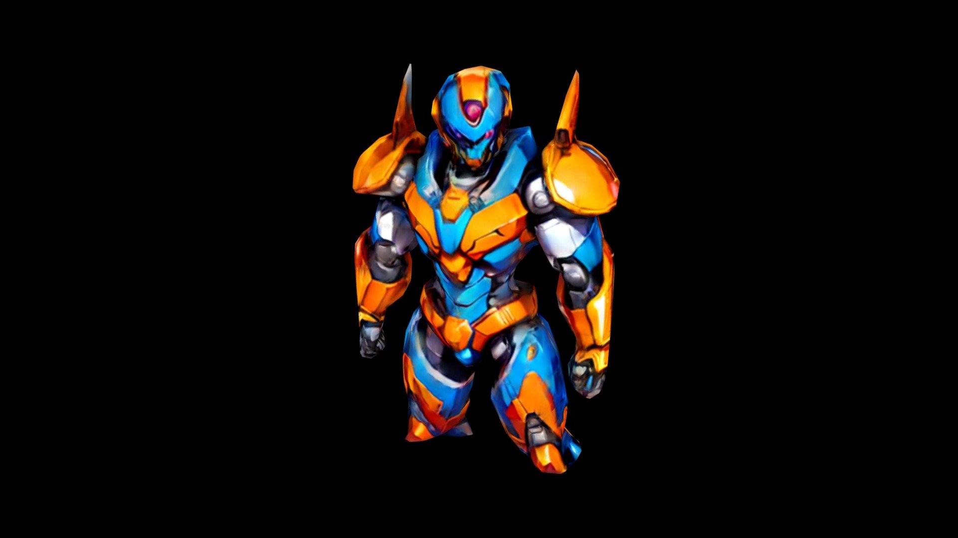 Image of a robot in blue and orange armor. - Download Free 3D model by ...