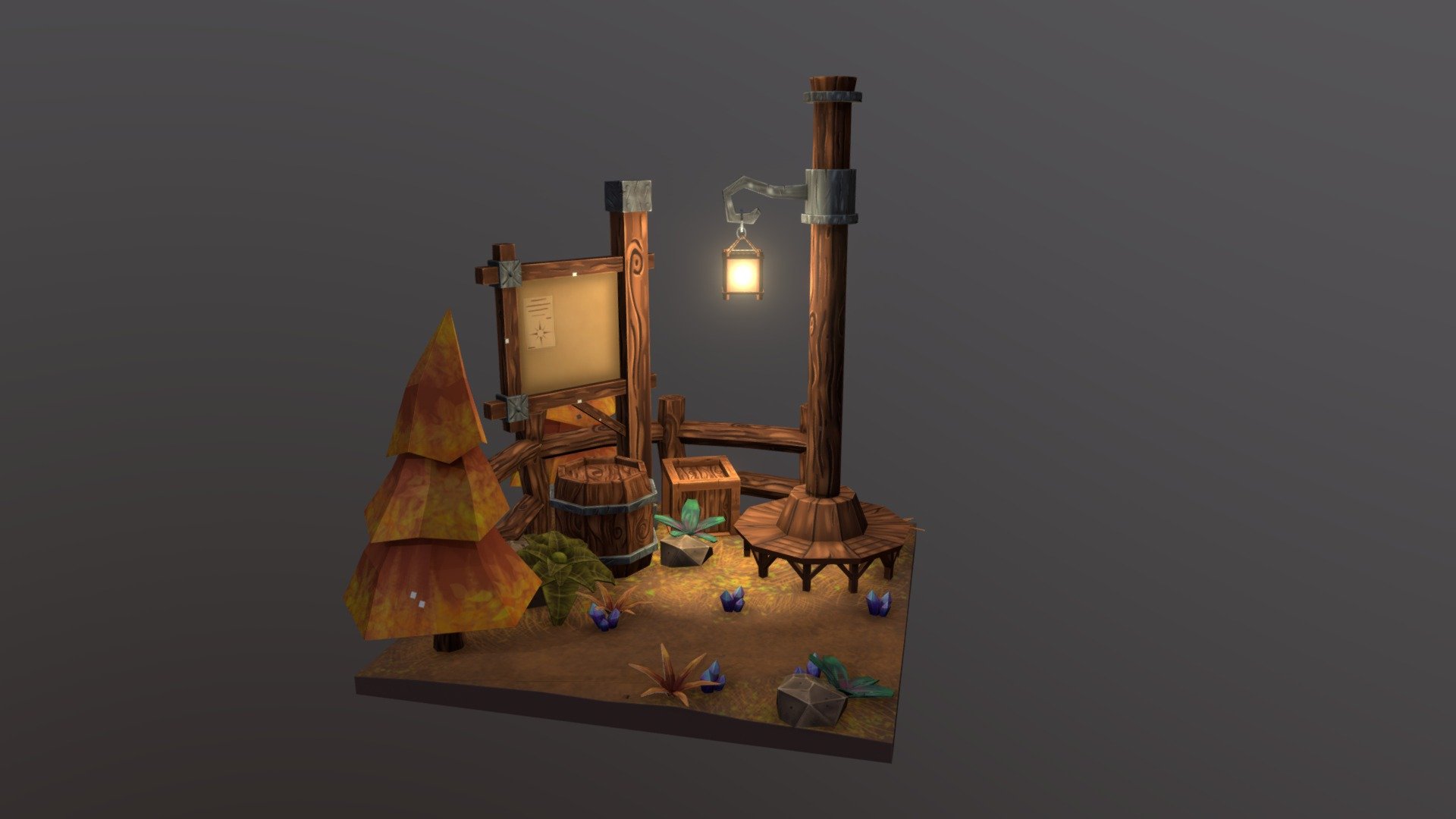 Low poly fantasy scene with texture - 3D model by anastasik ...