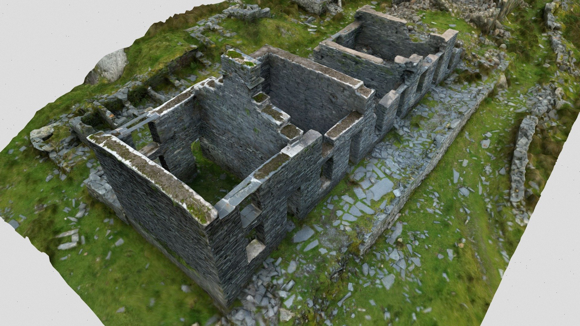 Cwmorthin Quarry Worker Housing Ruins - Buy Royalty Free 3D model by ...
