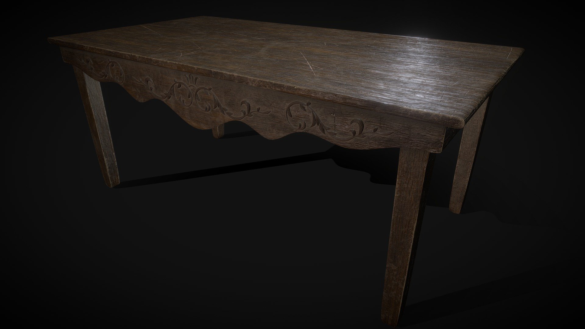 Old table with ornaments and scratches 4k - Download Free 3D model by ...
