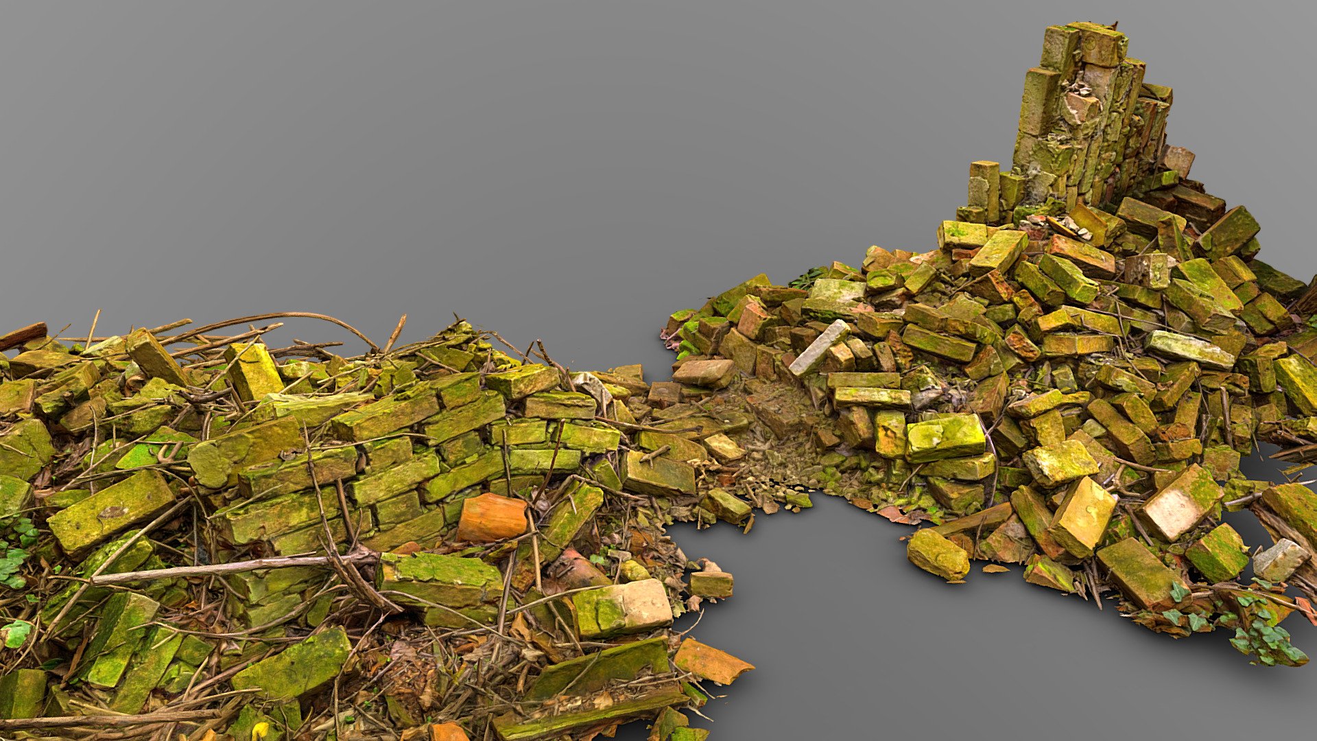 Collapsed wall with moss - Buy Royalty Free 3D model by Blue Scans ...