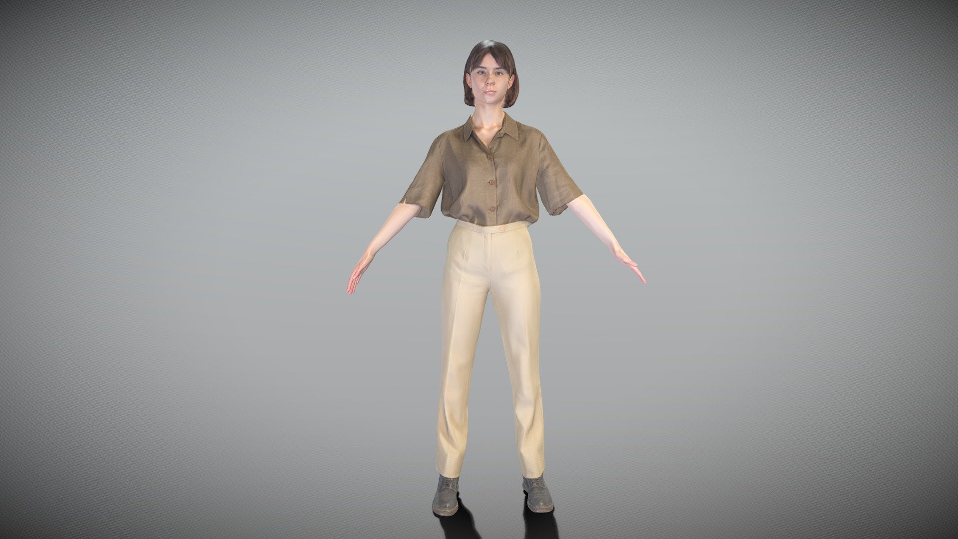 Beautiful woman in shirt ready for animation 336 - Buy Royalty Free 3D ...