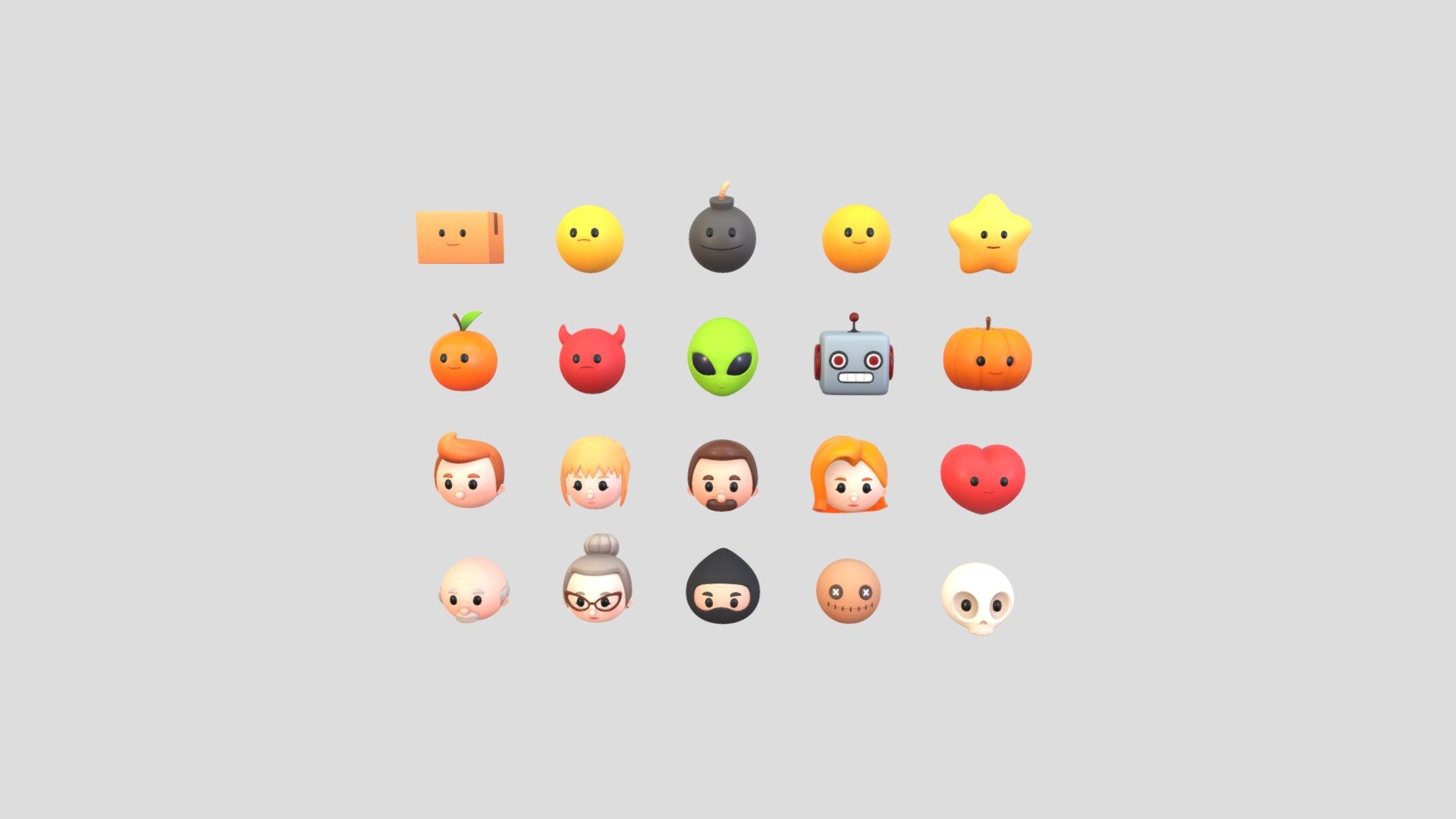 Pack016 Cartoon Head Pack - Buy Royalty Free 3D model by BaluCG ...