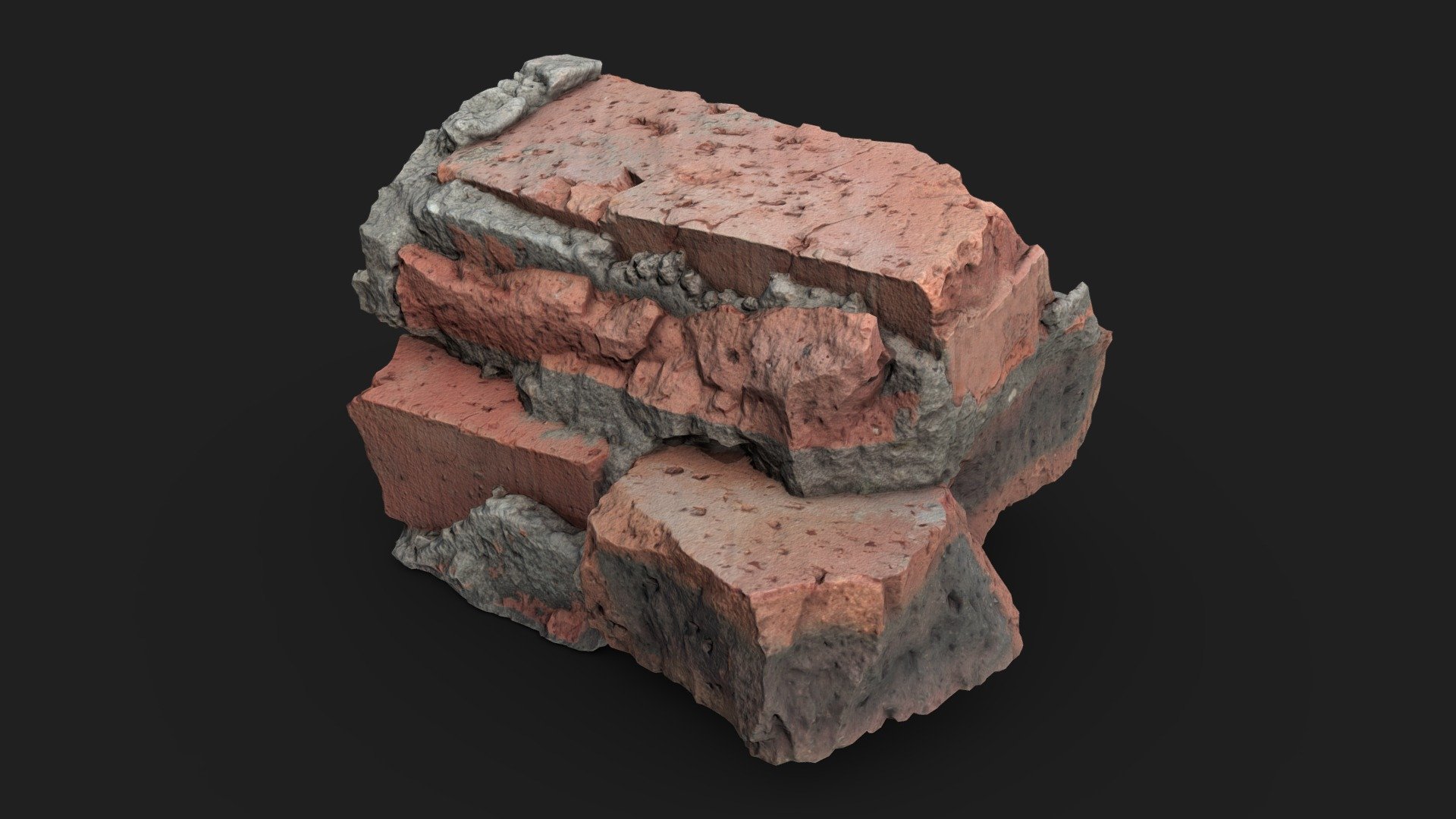 A Broken Piece Of Brick Wall Scan - Buy Royalty Free 3D model by SubVis ...