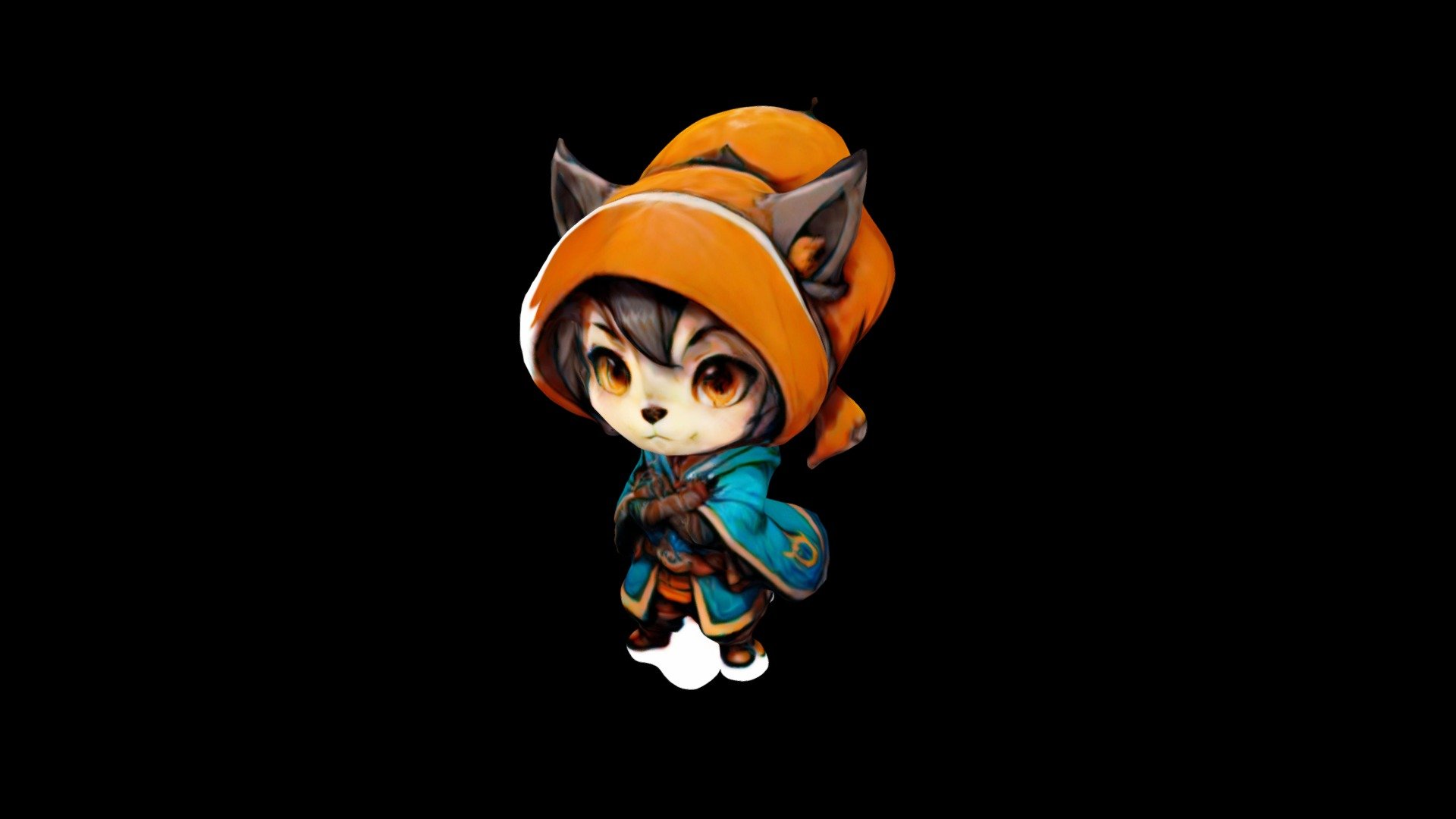 a chibi style image of a female character with f - Download Free 3D ...