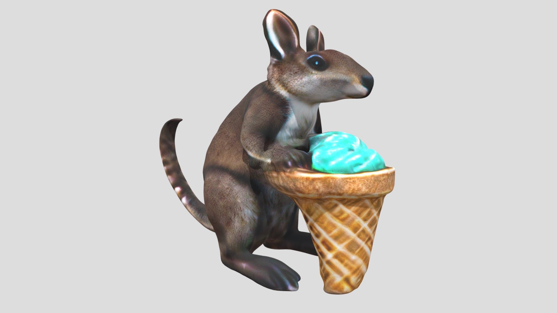 Kangaroo Holding Giant Gelato Ice Cream - Download Free 3D model by ...