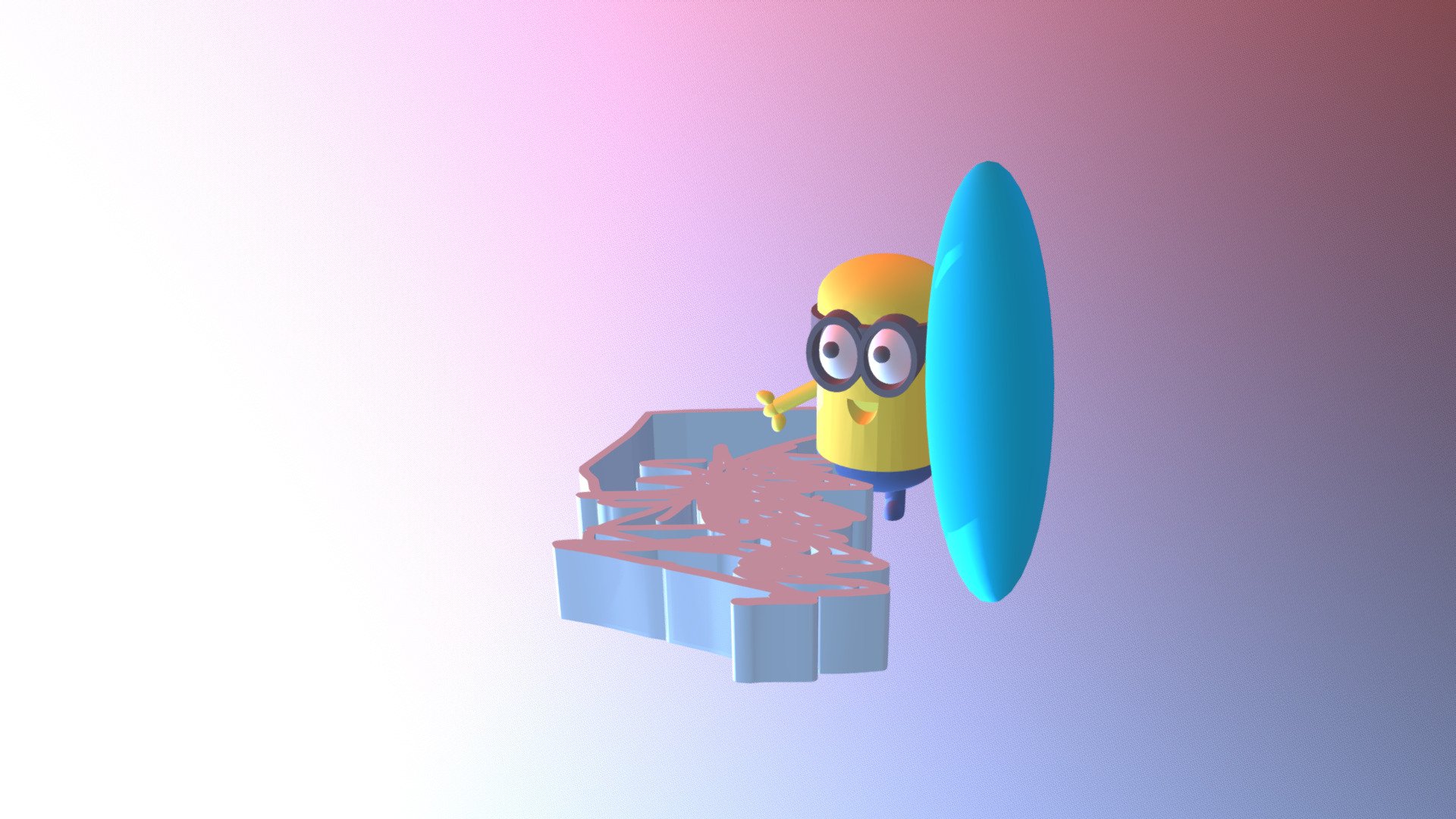 Gummy Minion In The Water With A Surfboard(3) - 3D model by ...