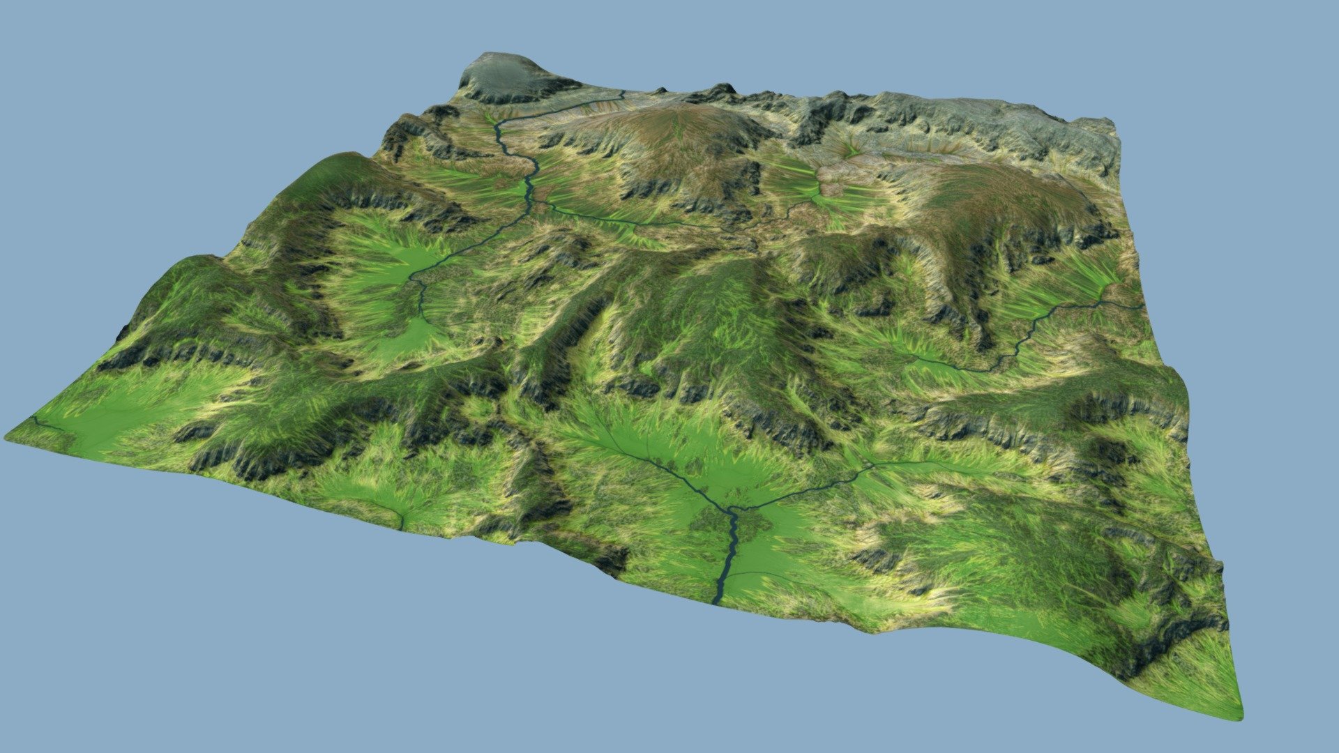Rock Grass Hills Landscape - Buy Royalty Free 3D model by ...