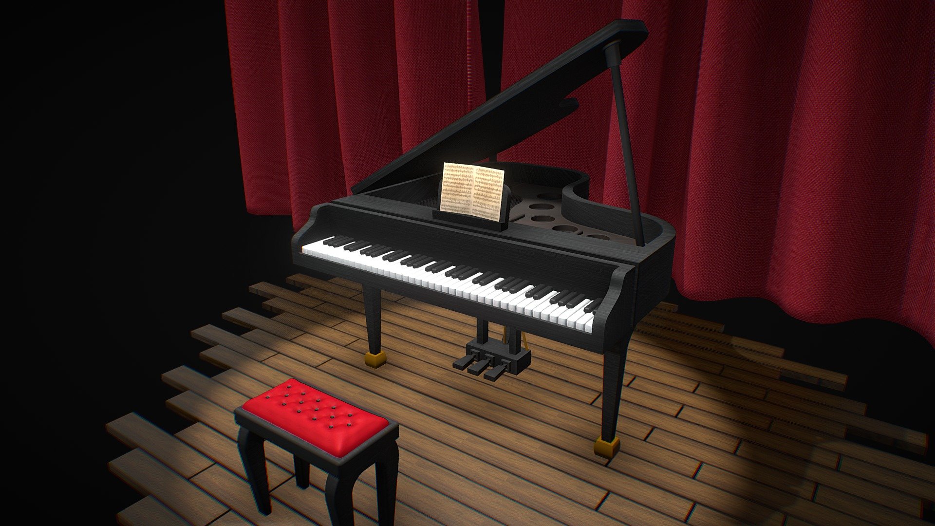 Grand Piano - 3D model by elifbasa [e52cb9f] - Sketchfab