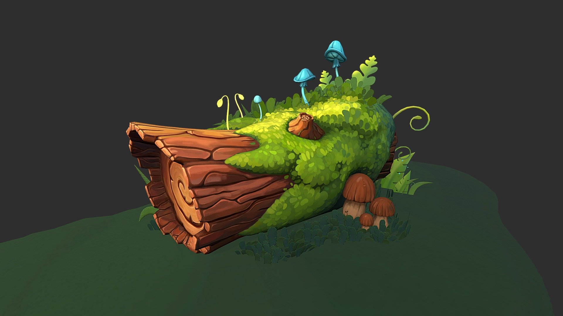 Mossy Log- Handpaint - 3D model by piose_k [e538503] - Sketchfab