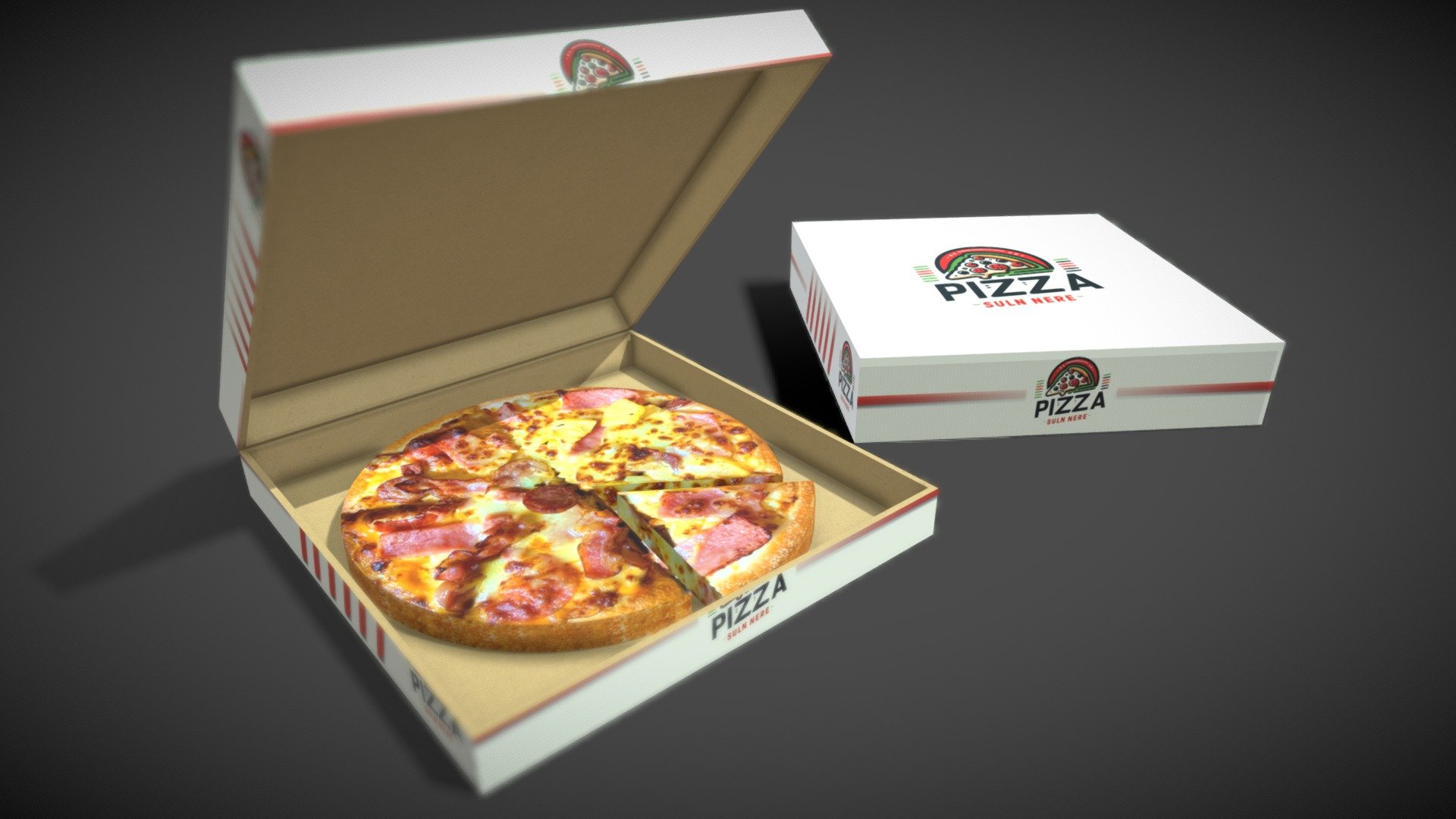 low-poly Pizza box - Buy Royalty Free 3D model by KimtueKP [e55594a ...