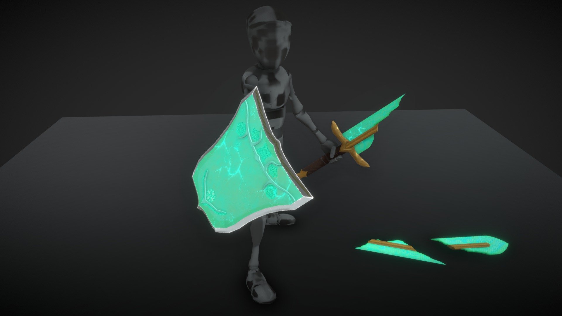 Sword and shield pose - 3D model by HarveyClarke [e55919c] - Sketchfab