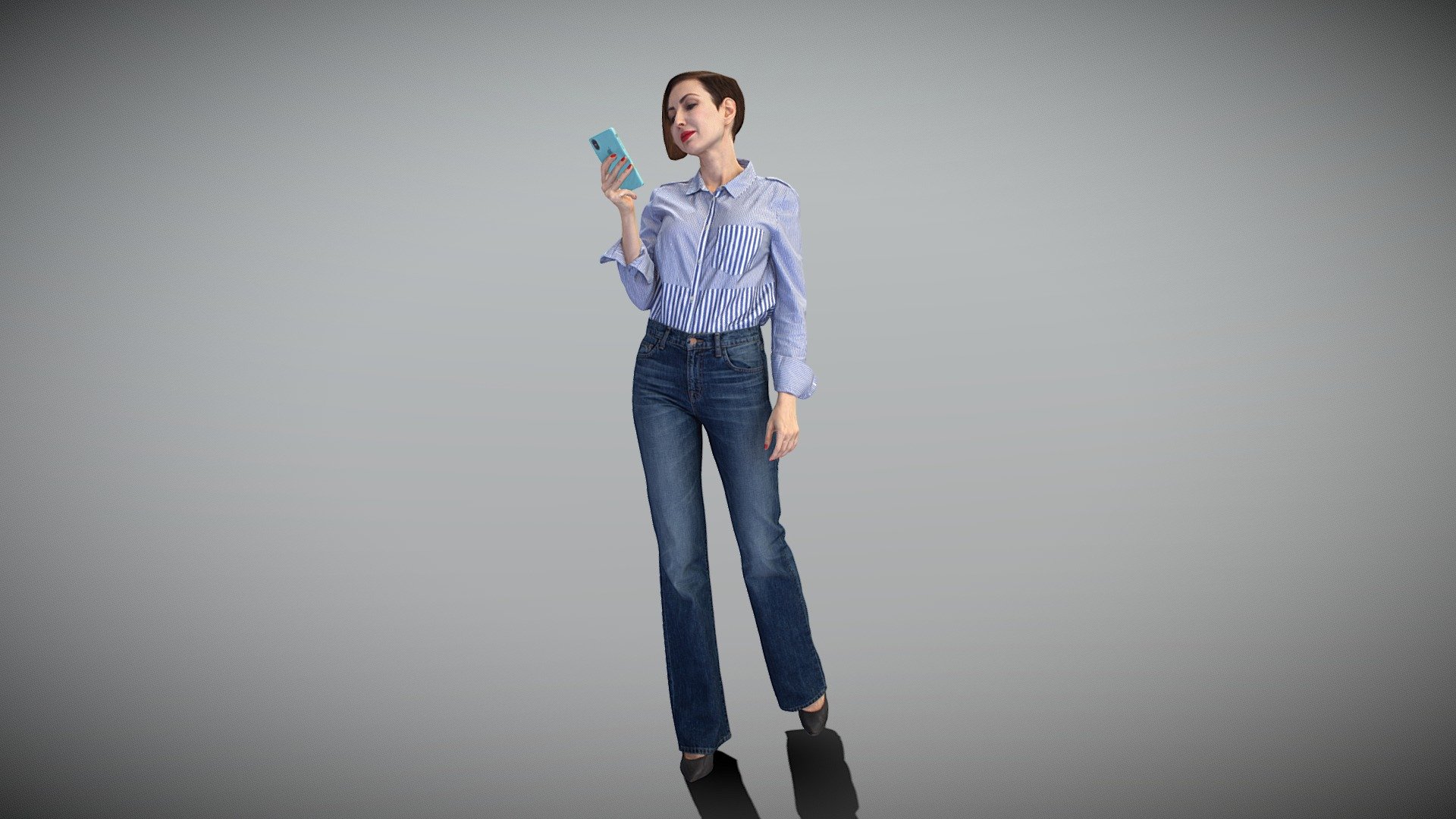 Pretty woman using phone 354 - Buy Royalty Free 3D model by ...