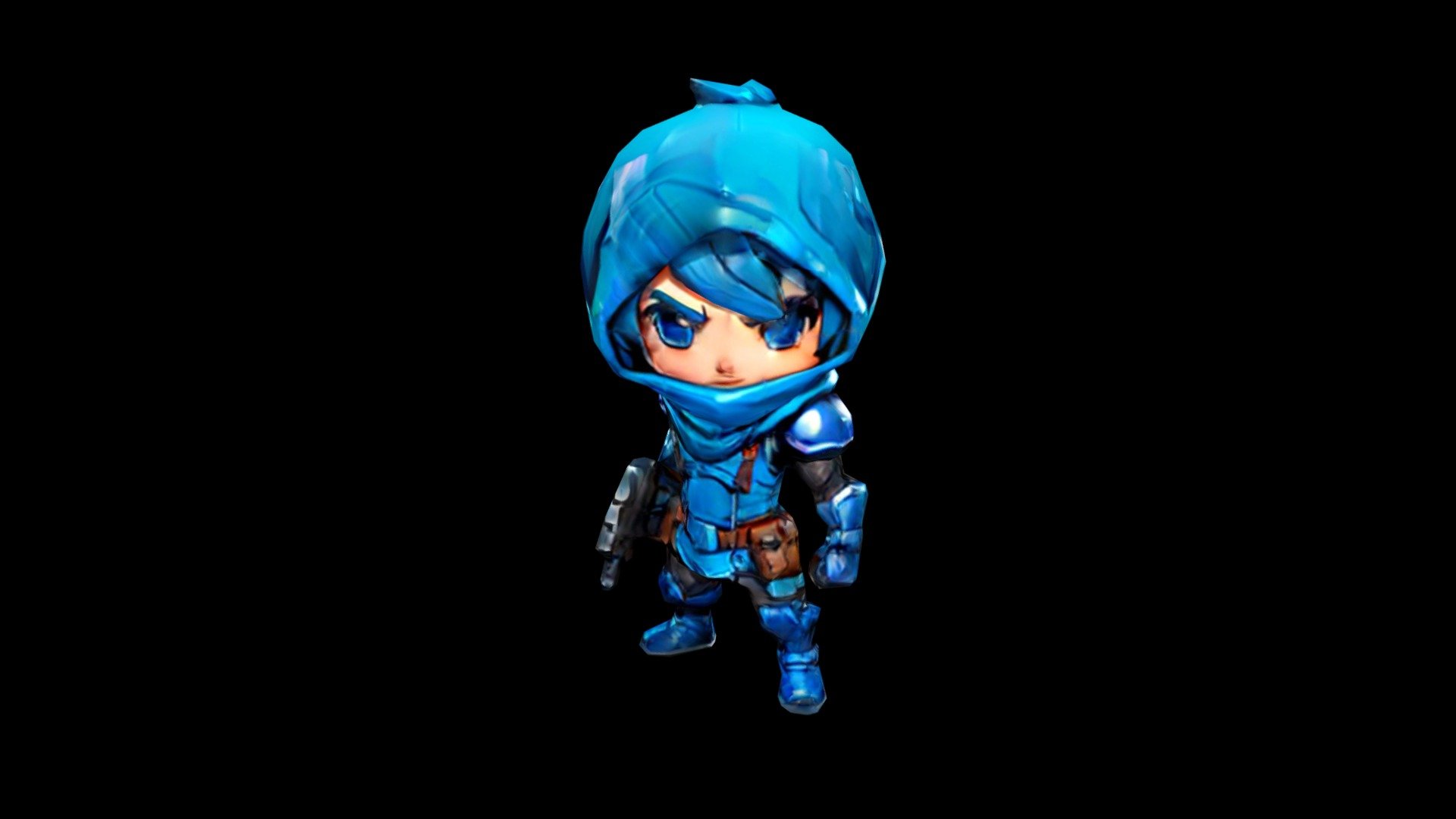 Anime / Manga Style Blue-haired ninja with big e - Download Free 3D ...
