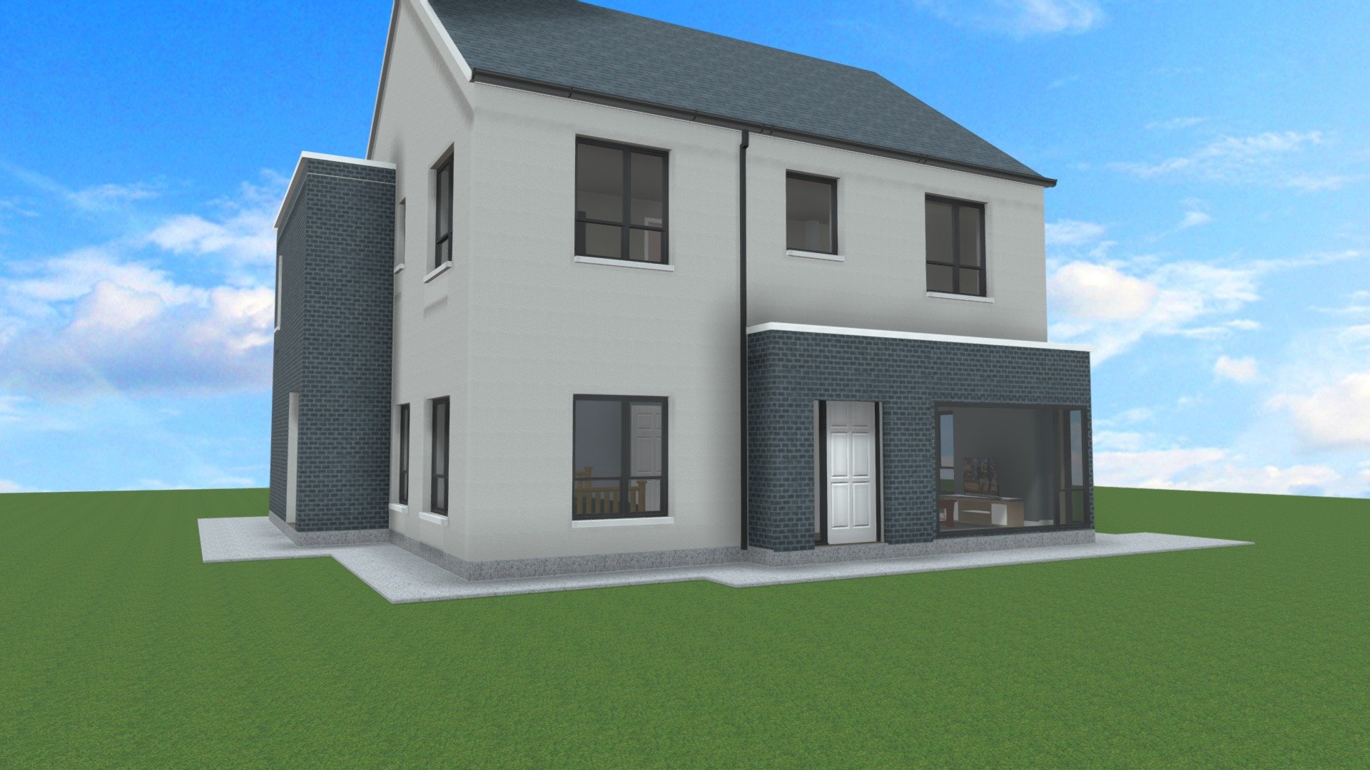 Detached house model - For Sale - Buy Royalty Free 3D model by Virtual ...