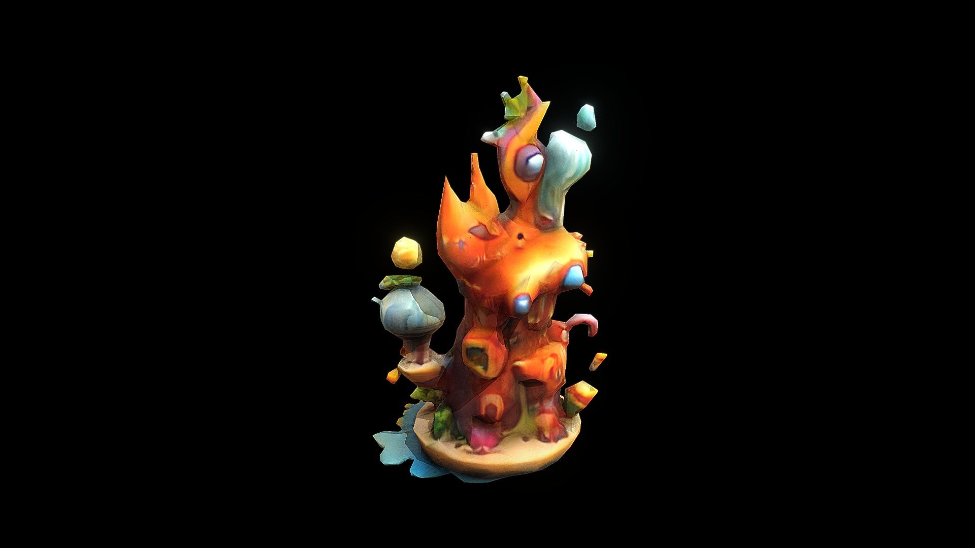 a colorful cartoon sculpture with a yellow ba - Download Free 3D model ...
