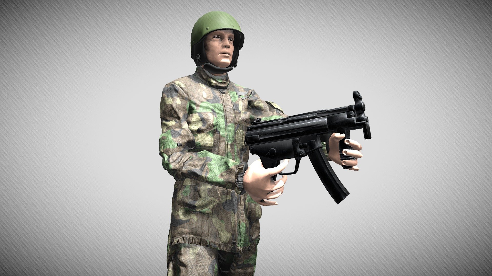 Army soldier with MP5. Animation 3 d game model - 3D model by Agarkova ...