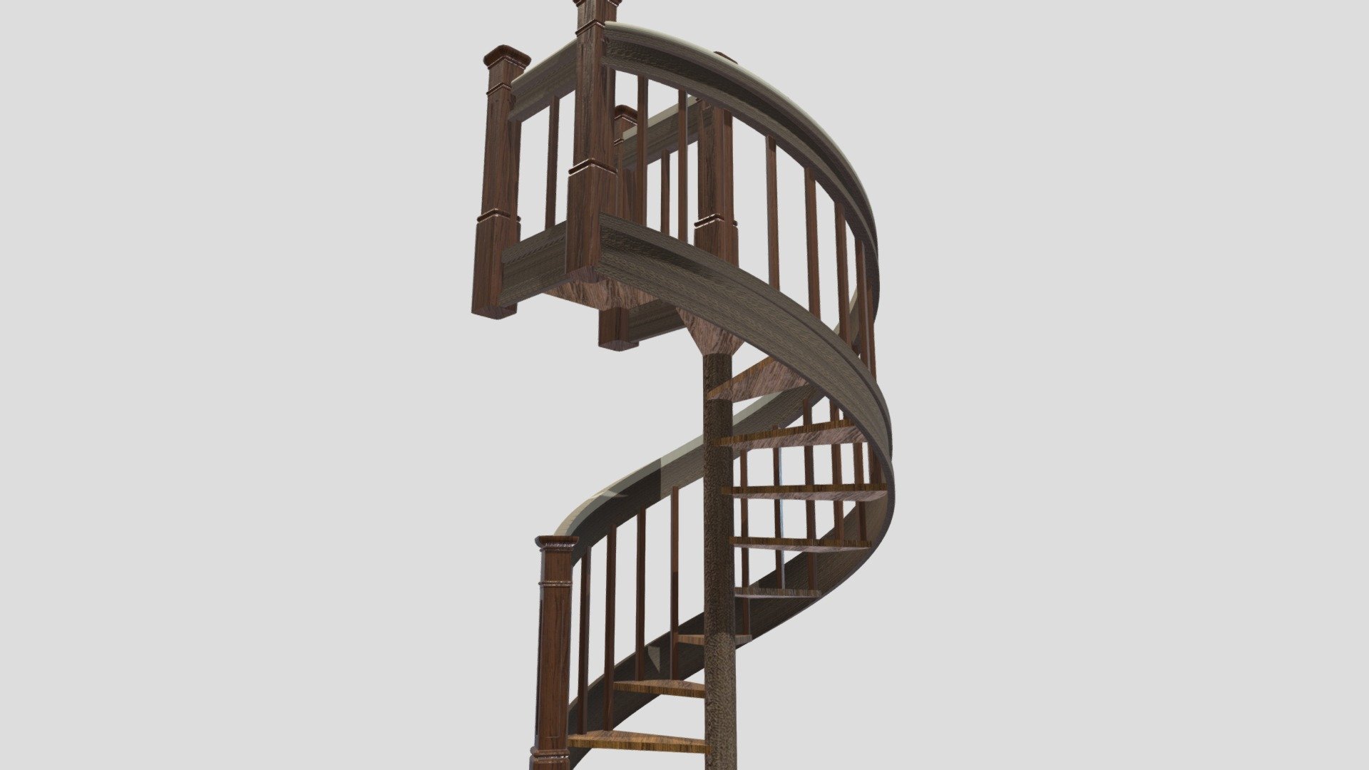Spiral Stair Wood 11 Thread 55 Diameter 3 - Download Free 3D model by ...