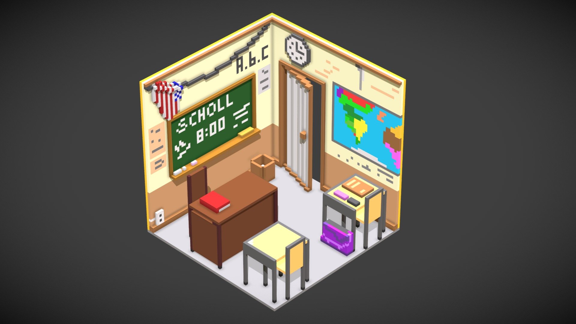 Classroom - 3D model by Carlos H. dos Santos (@CarlosH) [e5aa442 ...